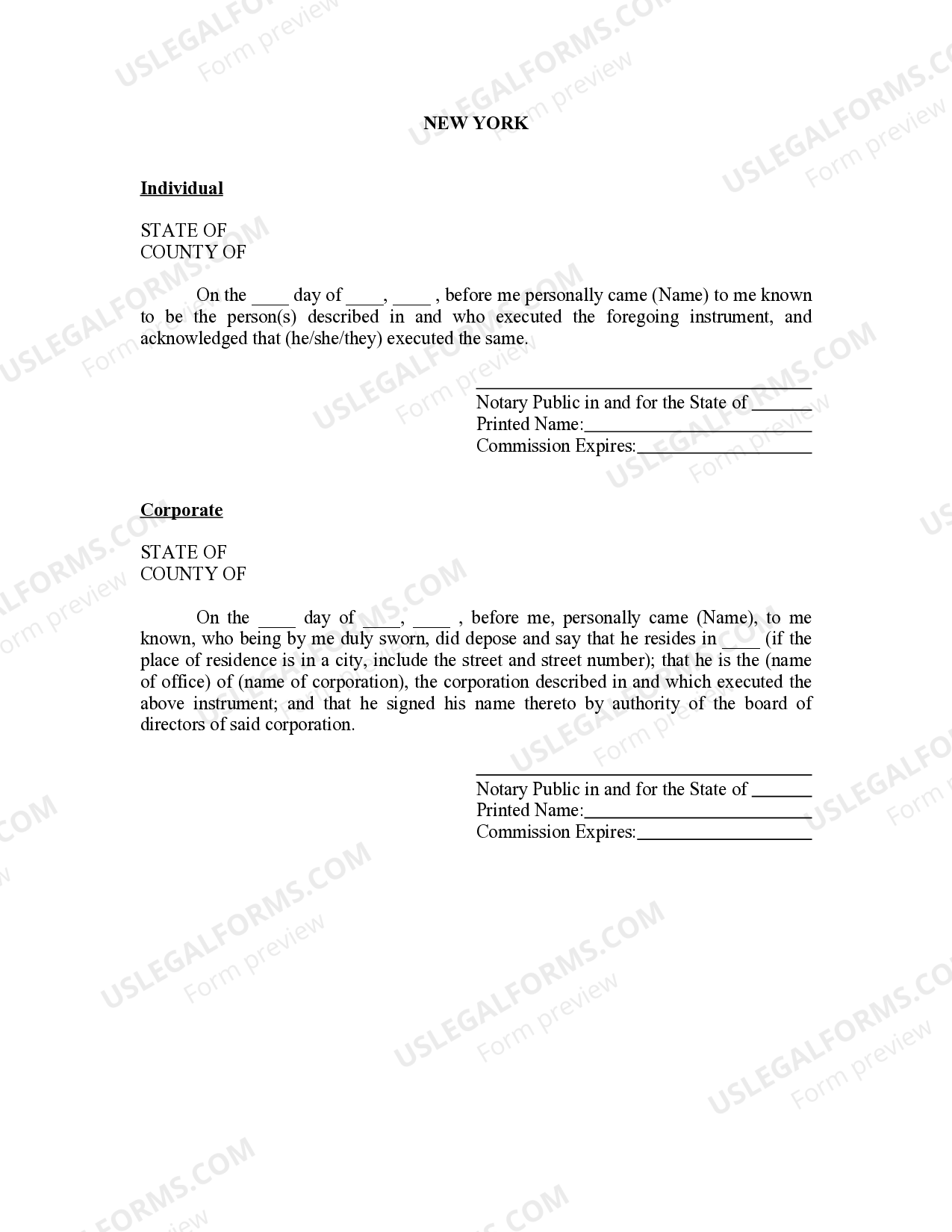 New York Oil and Gas Acknowledgment | US Legal Forms