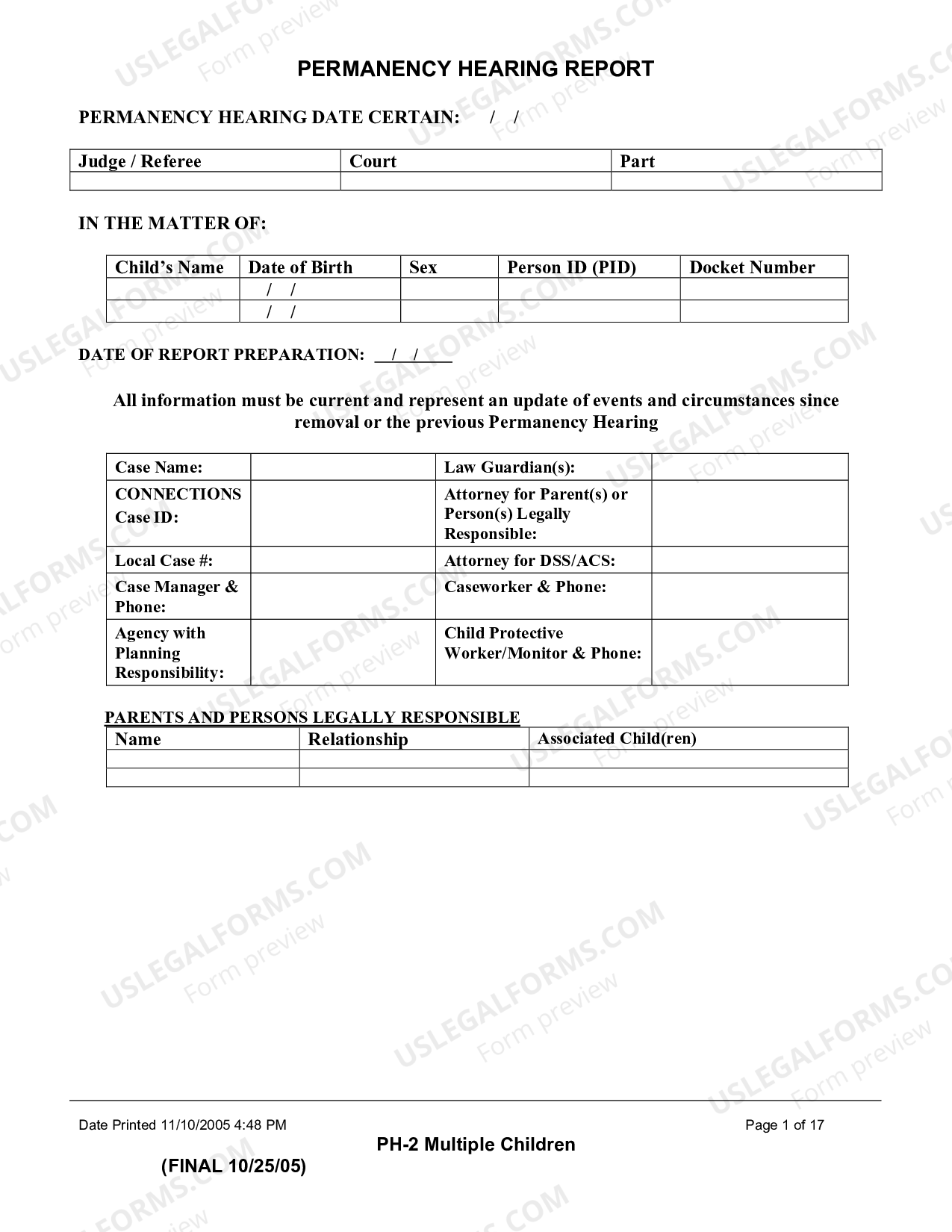 New York Permanency Hearing Report - Multiple Children - Permanency ...