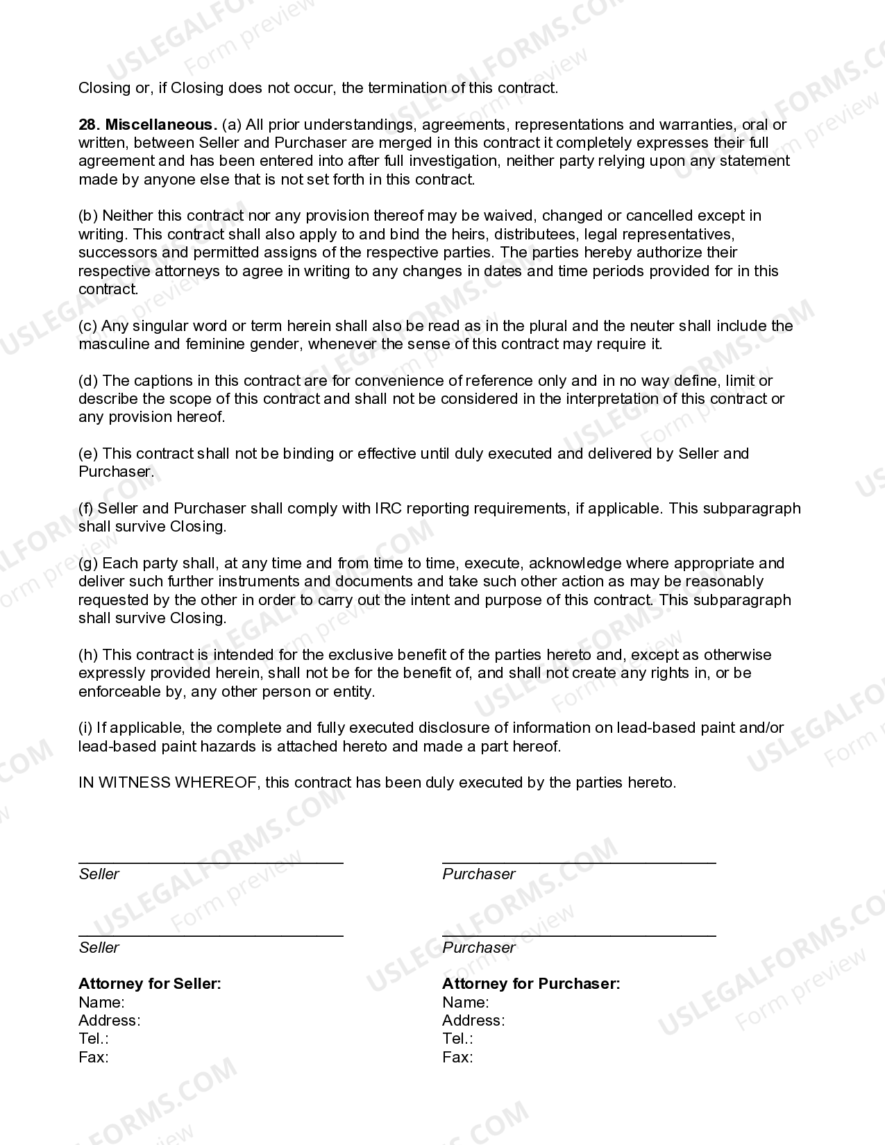 New York Residential Contract of Sale | US Legal Forms