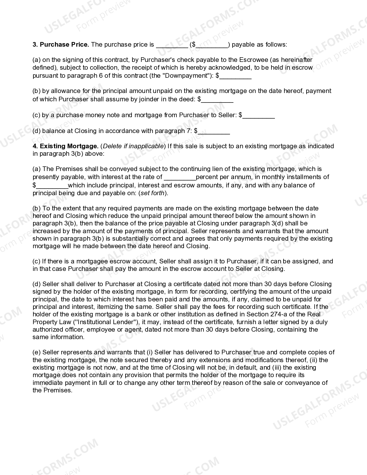 New York Residential Contract of Sale | US Legal Forms