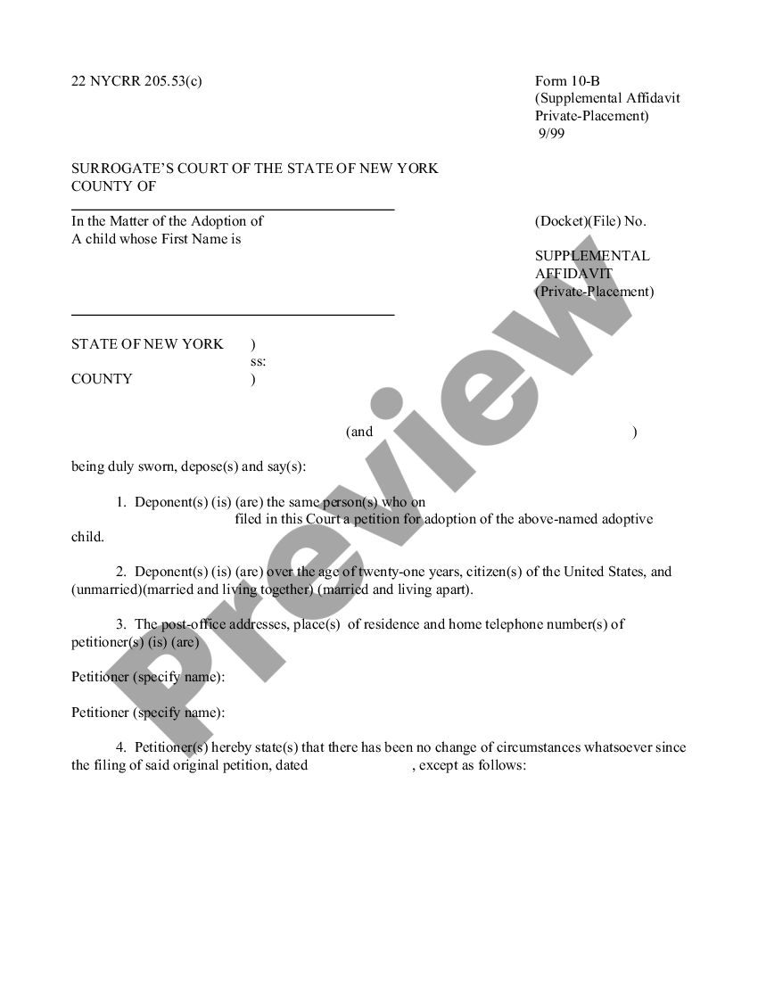 Syracuse New York Supplemental Affidavit Private Placement Affidavit Near Me US Legal Forms
