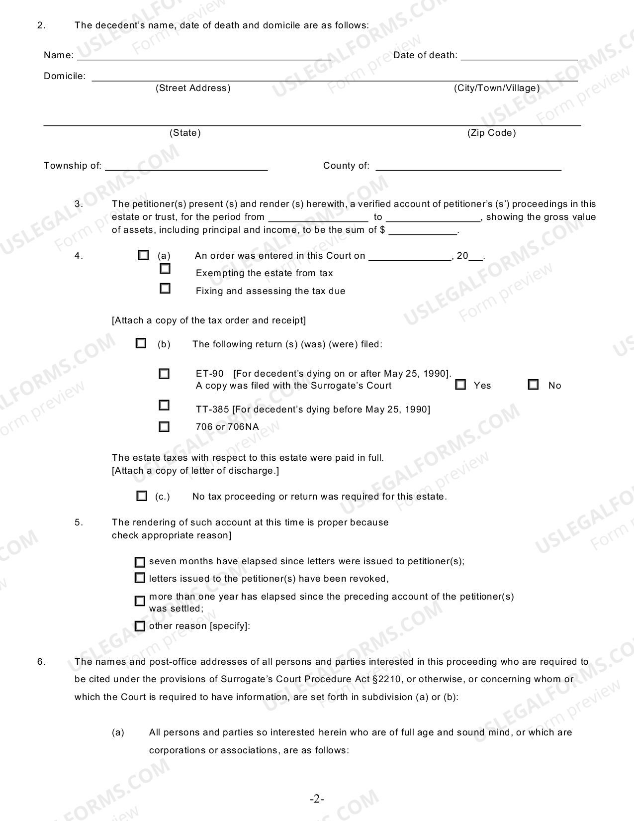 New York Petition for Judicial Settlement of Account - Trust | US Legal ...