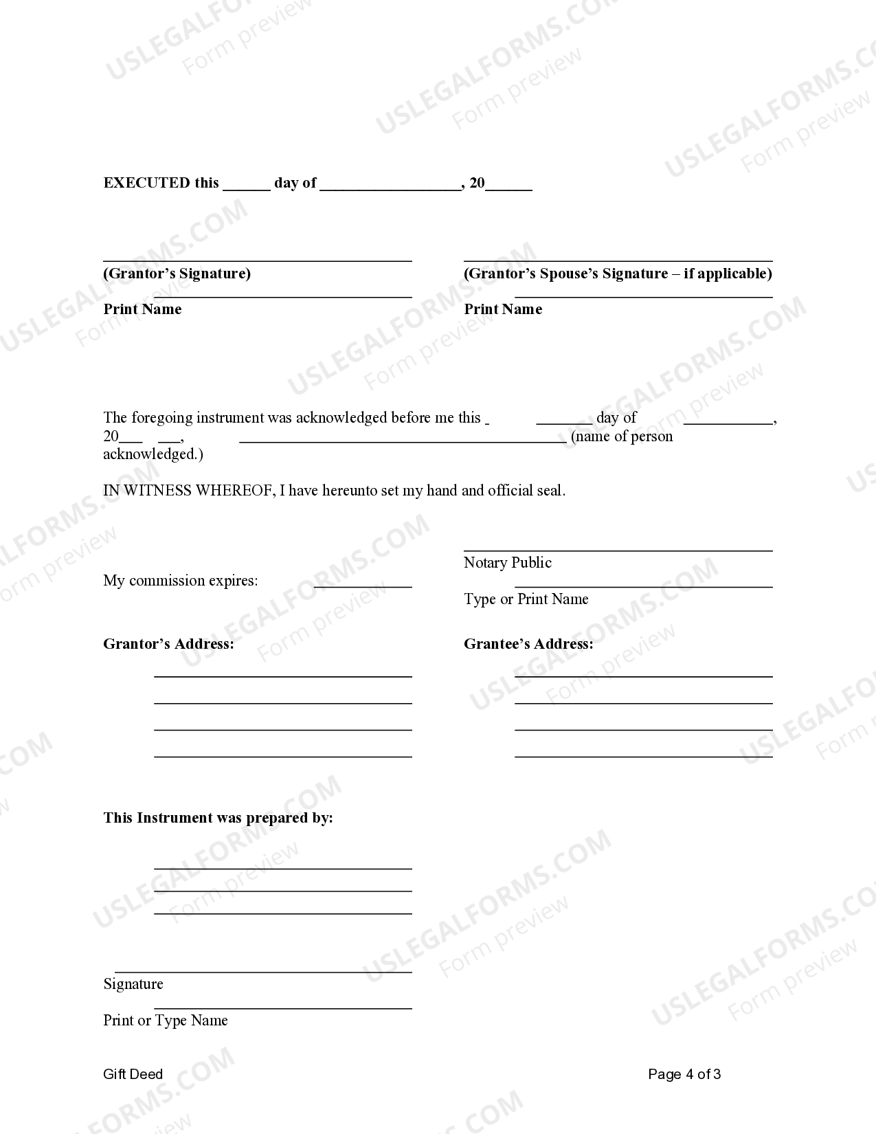 Ohio Gift Deed for Individual to Individual - Gift Deed | US Legal Forms