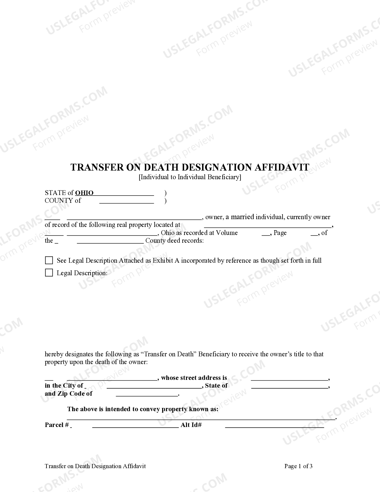 Affidavit To Transfer Without Probate Ohio | US Legal Forms