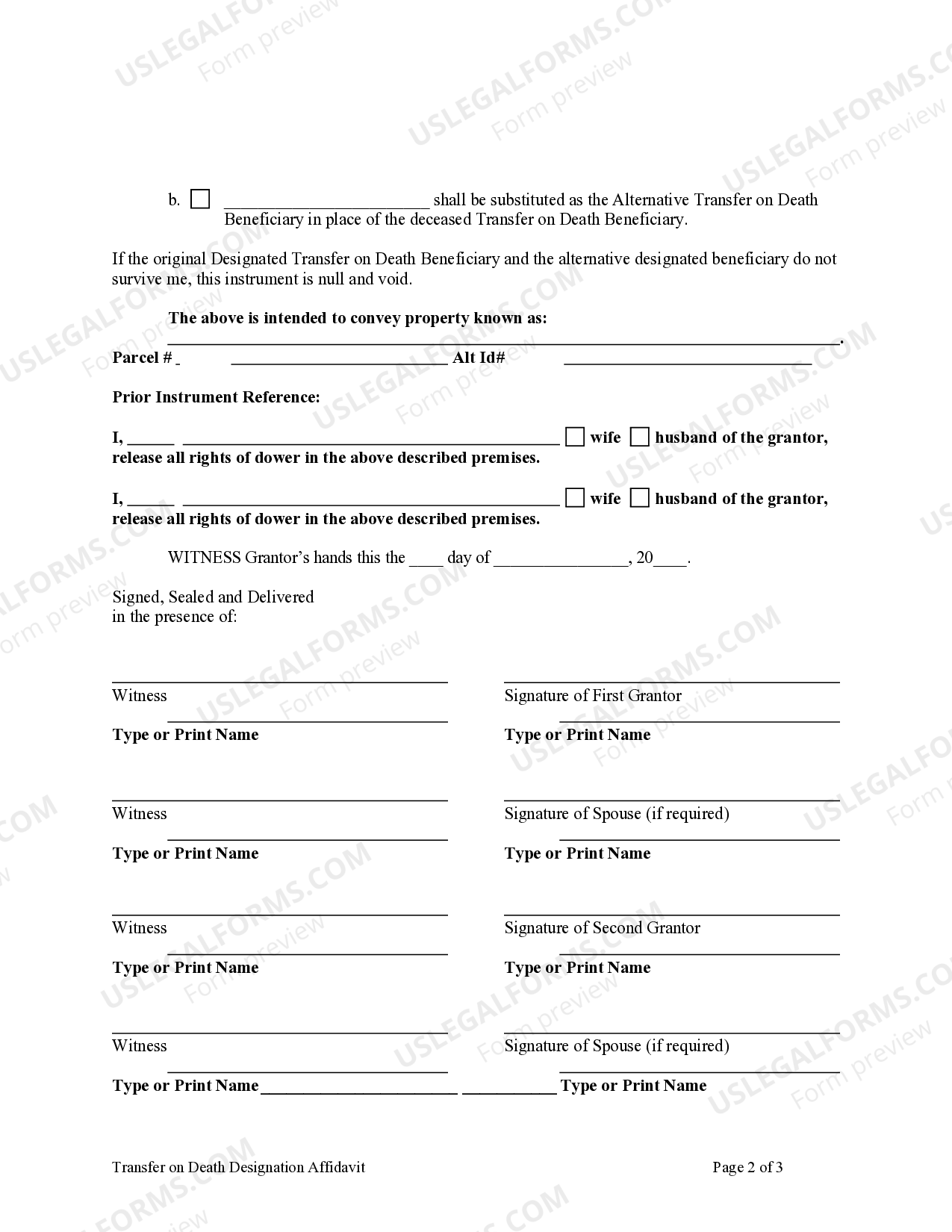 Ohio Transfer on Death Designation Affidavit - Transfer On Death Deed ...