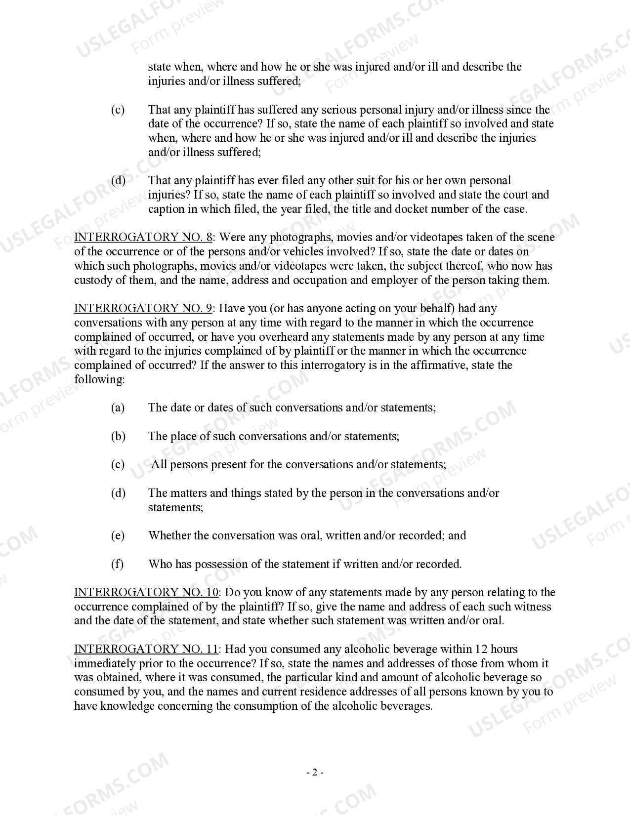 Ohio Interrogatories to Defendant for Motor Vehicle Accident - Motor ...