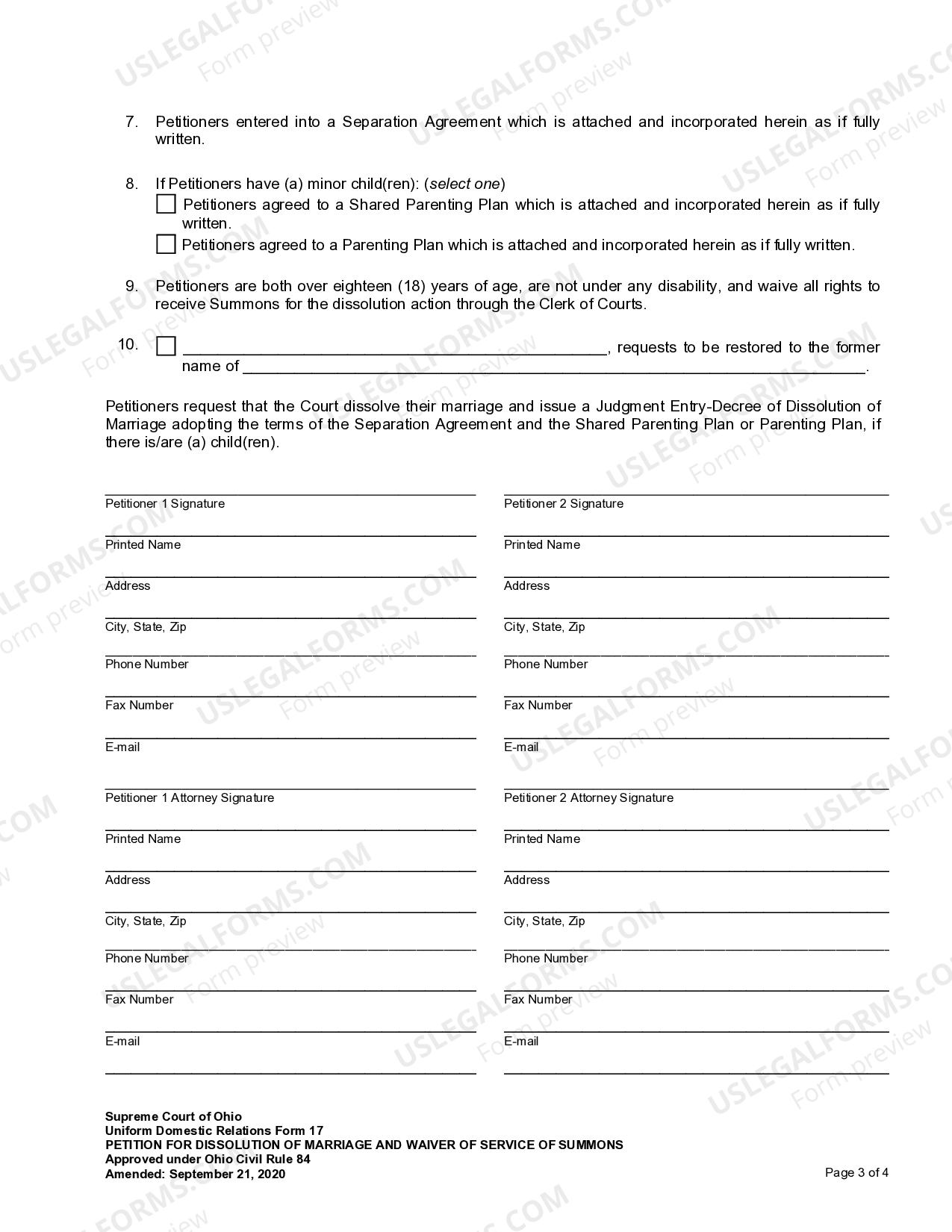 Ohio Petition for Dissolution with Adult Children | US Legal Forms