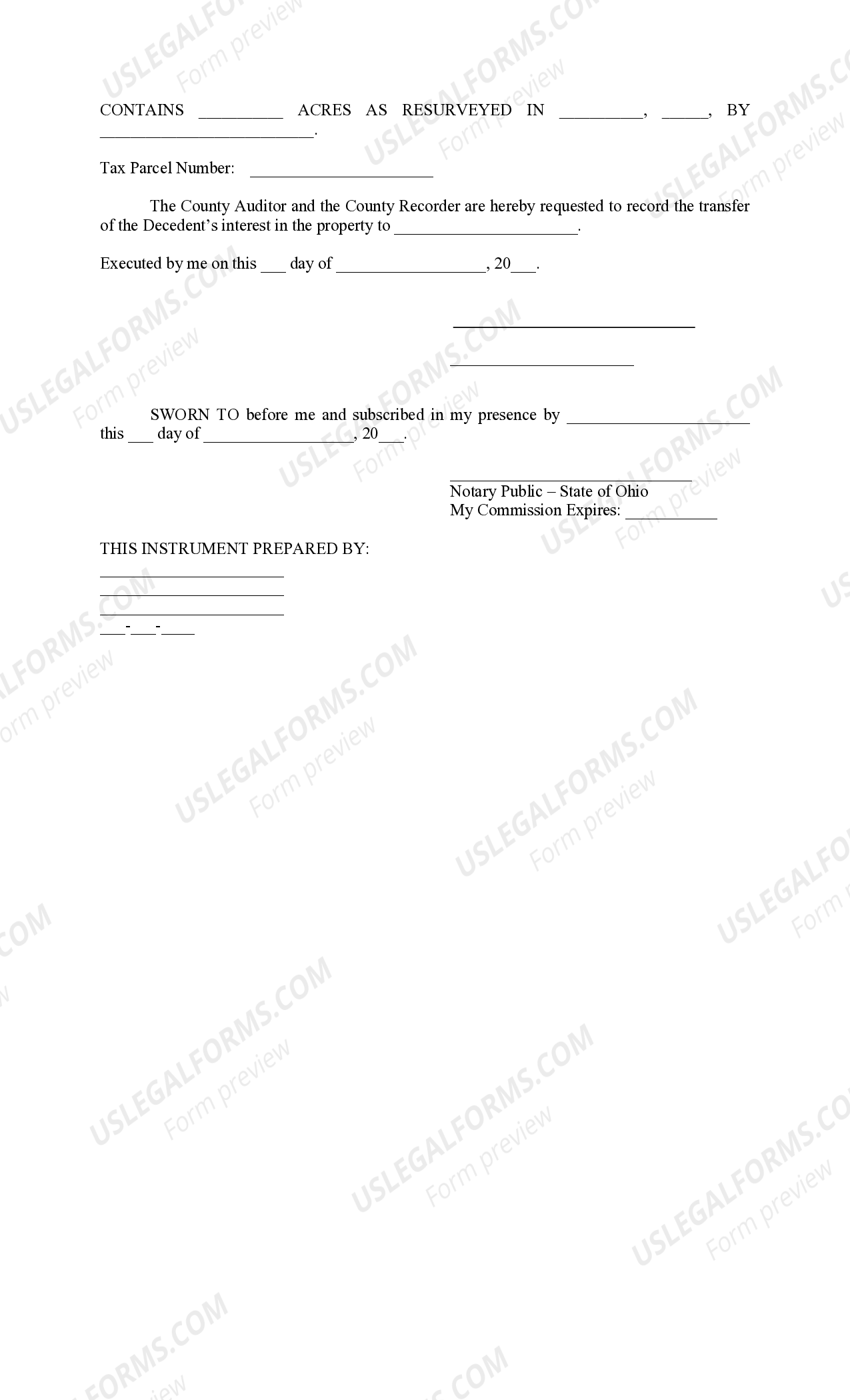 Ohio Affidavit (Survirvorship) | US Legal Forms