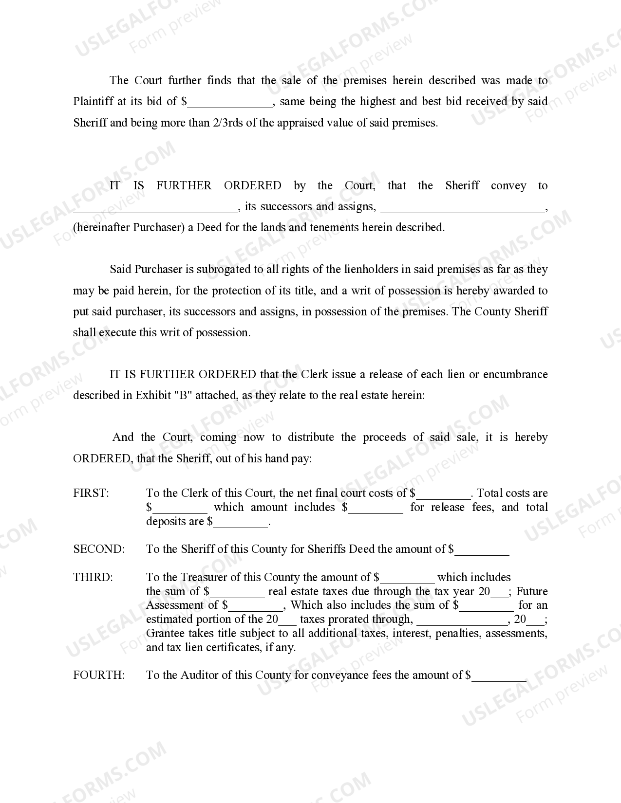 Ohio Entry Confirming Sale - Confirming Deed Distribution | US Legal Forms