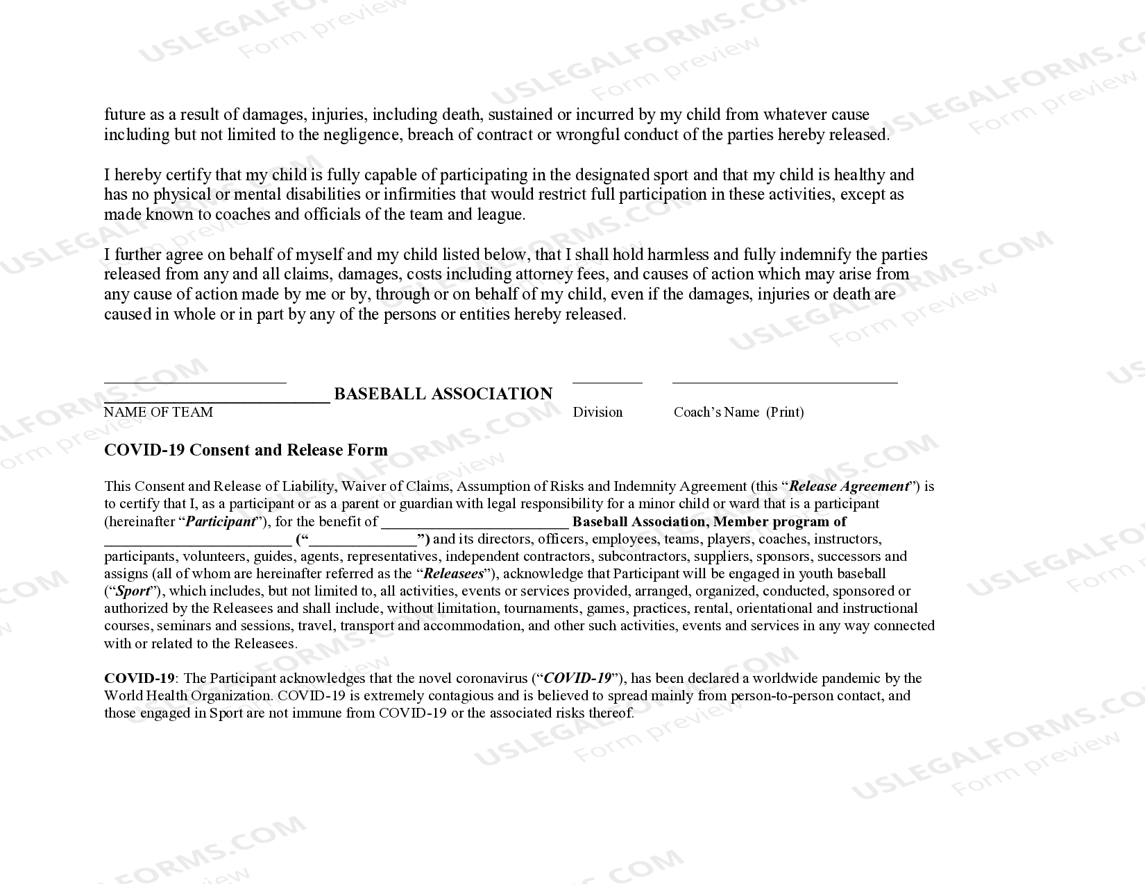 Ohio Parental Waiver, Release of Liability, Indemnification and Consent ...