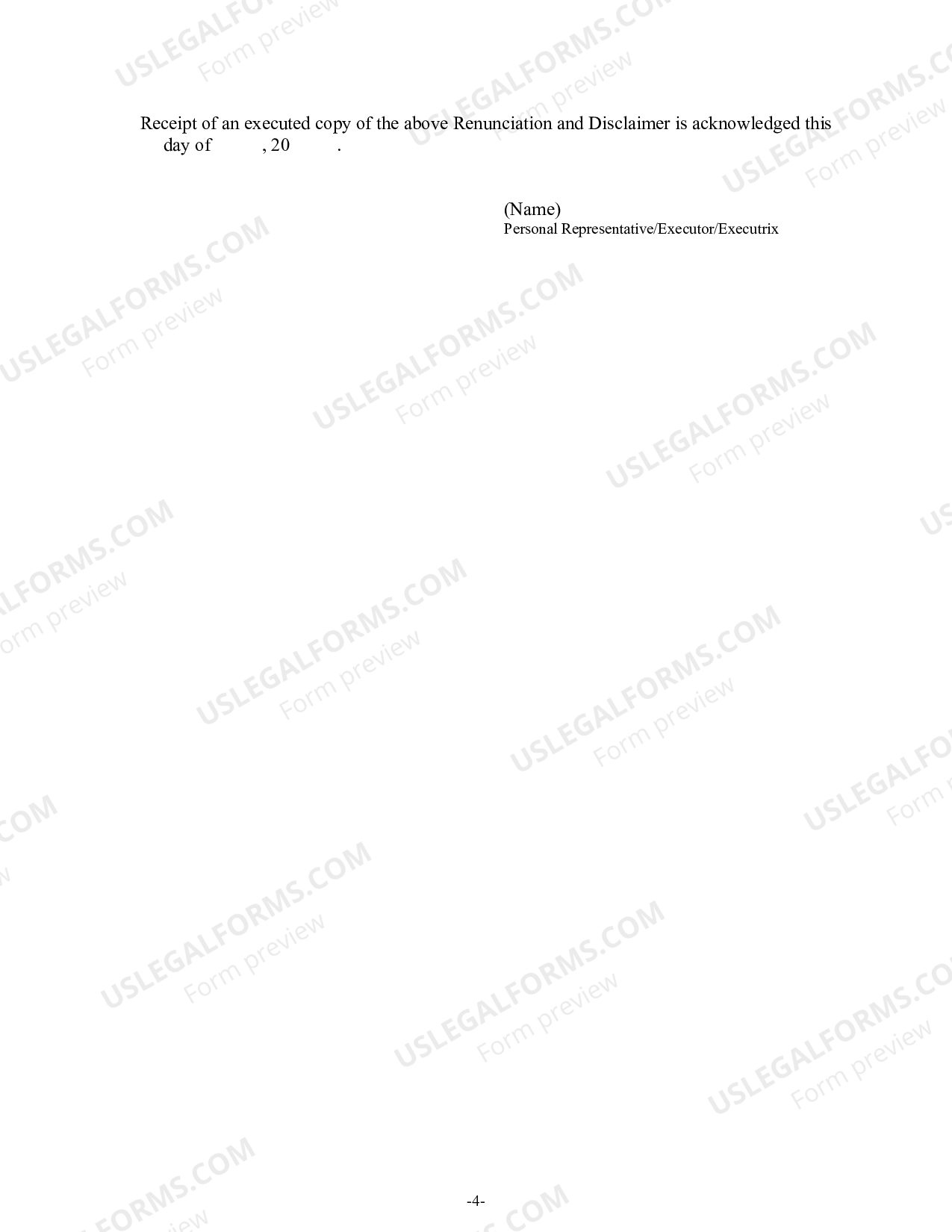 Oklahoma City Oklahoma Renunciation And Disclaimer of Property received ...