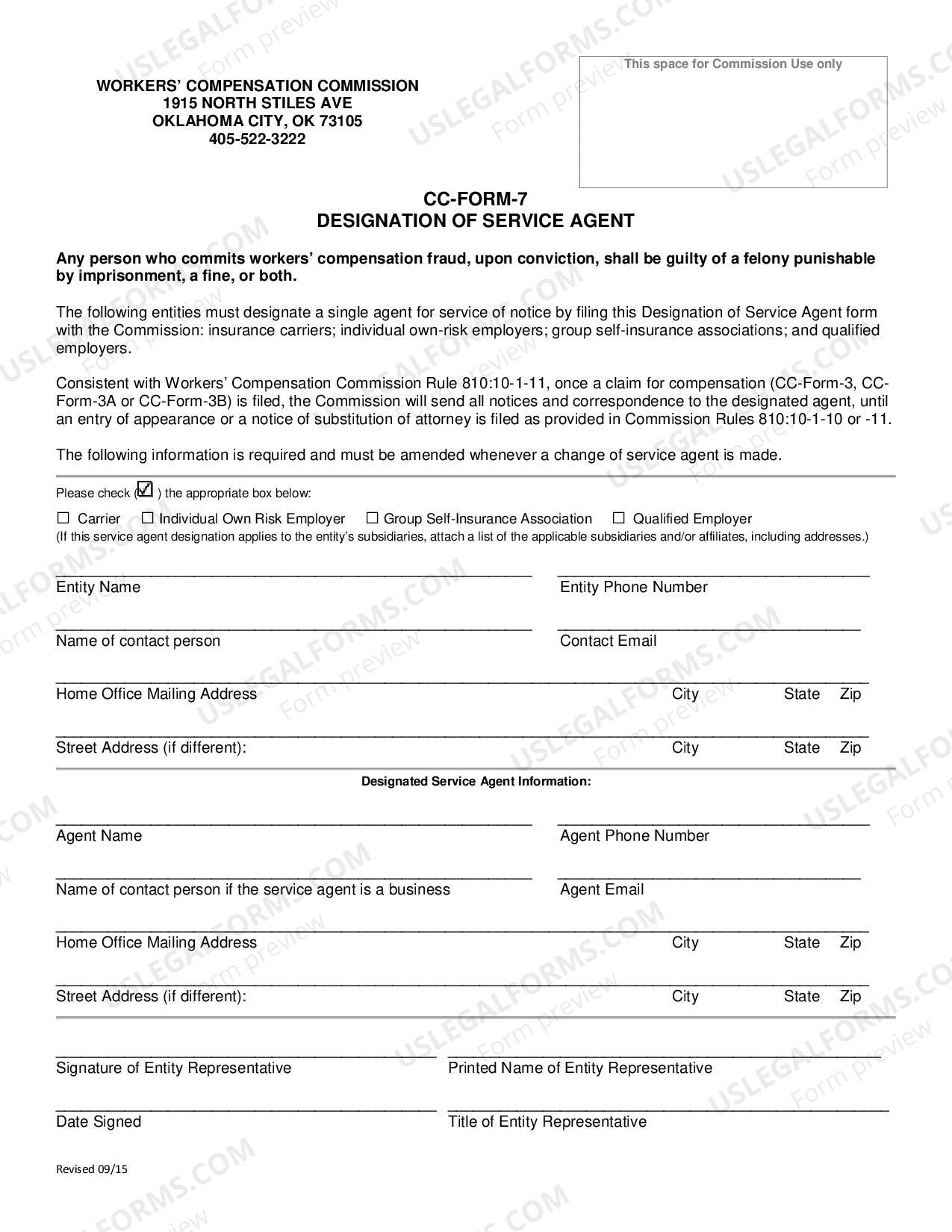Oklahoma Designation of Service Agent | US Legal Forms
