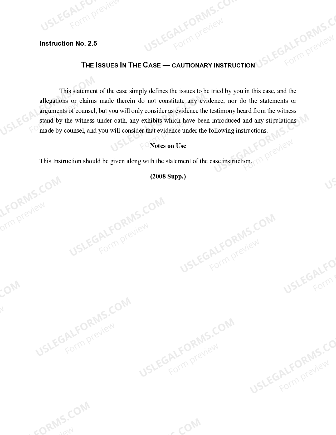 Oklahoma The Issues In The Case - Cautionary instruction | US Legal Forms