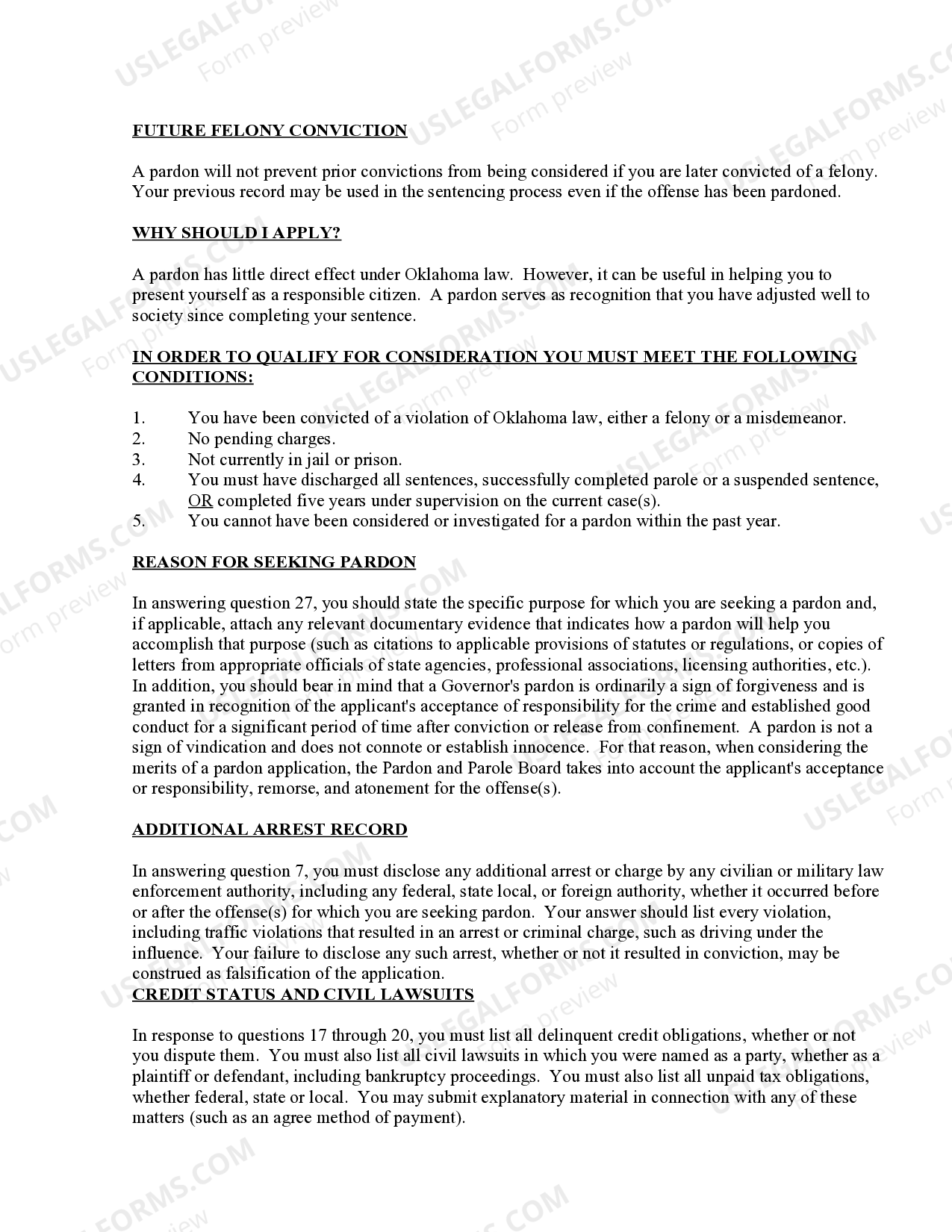 Pardon Application Oklahoma | US Legal Forms