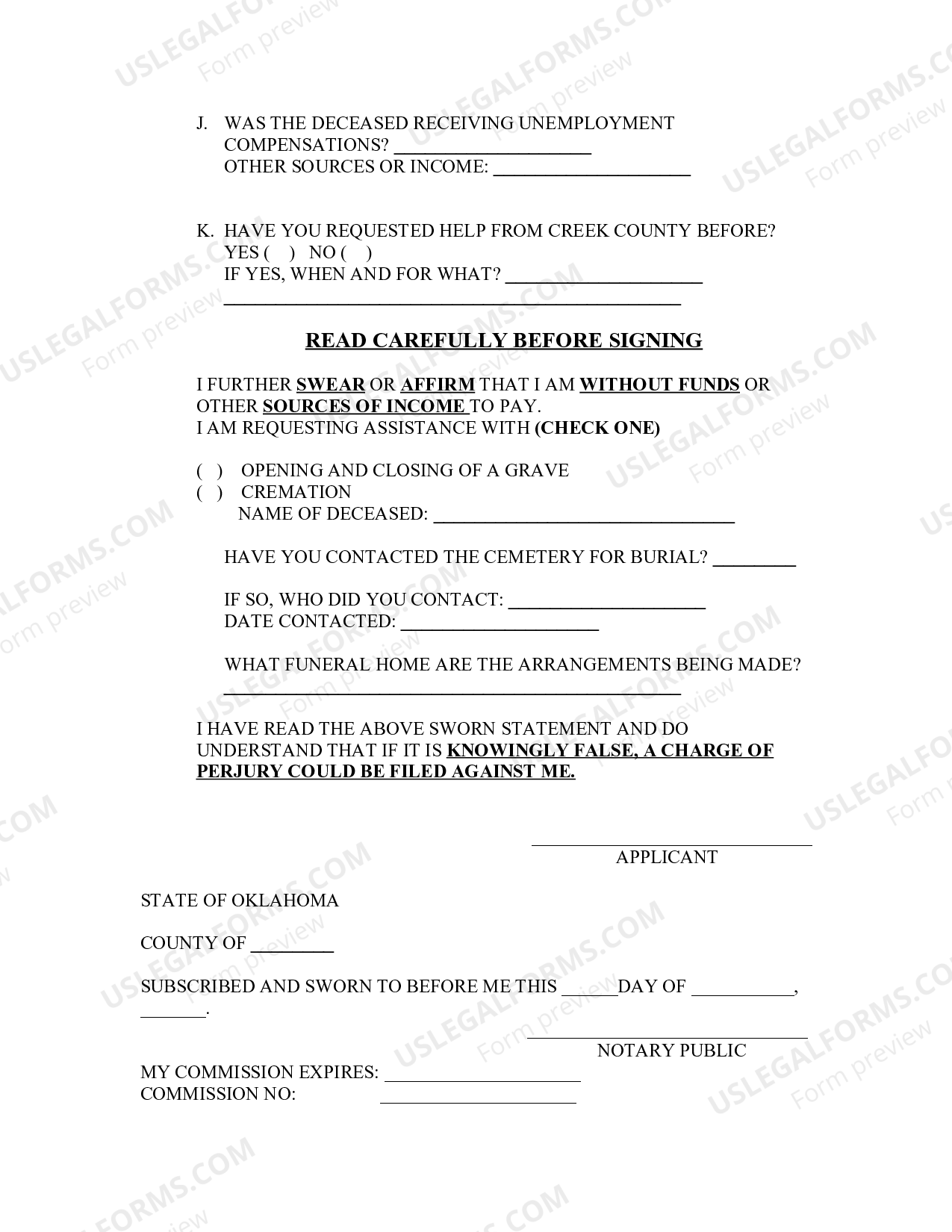 Oklahoma Pauper's Affidavit | US Legal Forms
