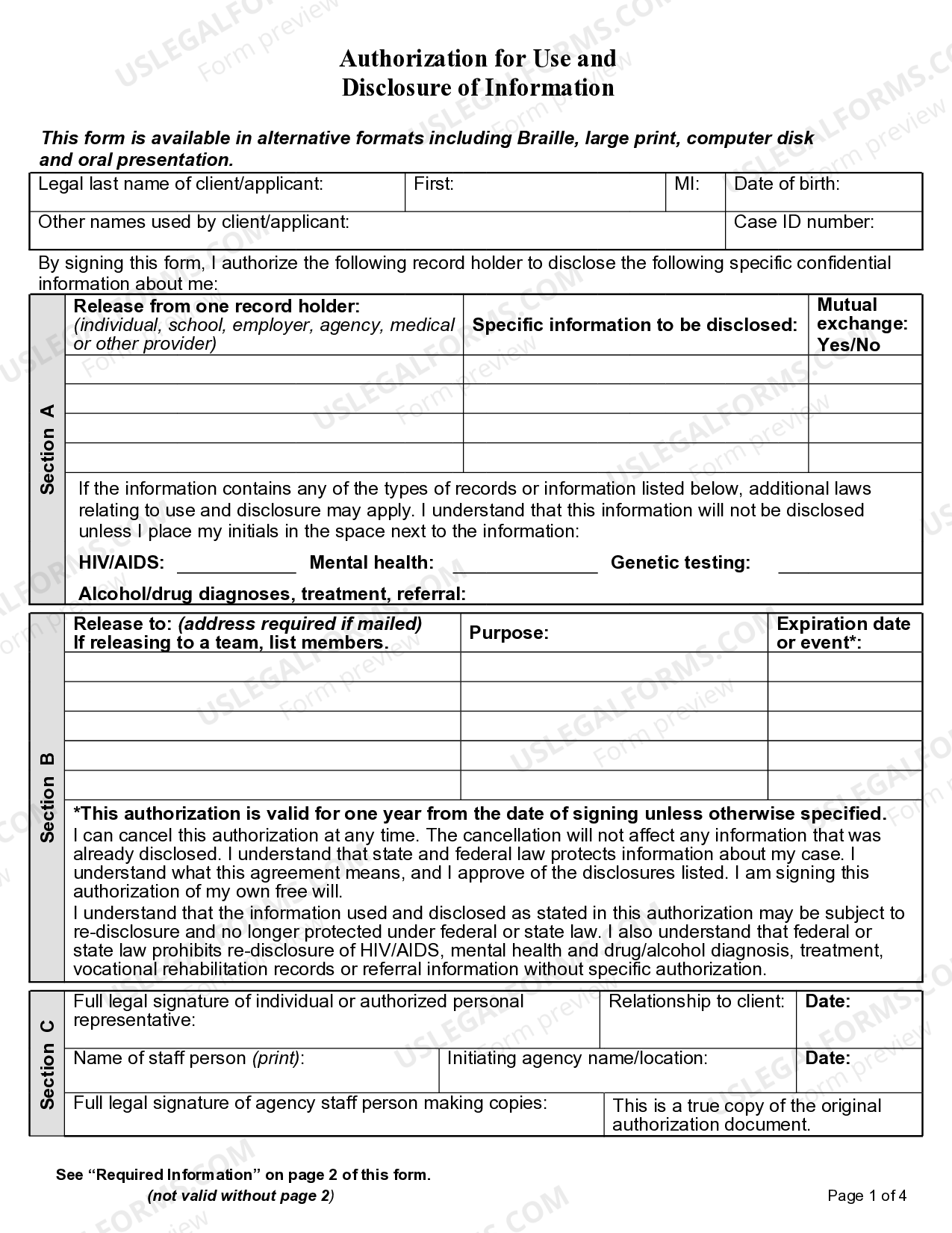 Oregon Authorization for Use and Disclosure of Information | US Legal Forms