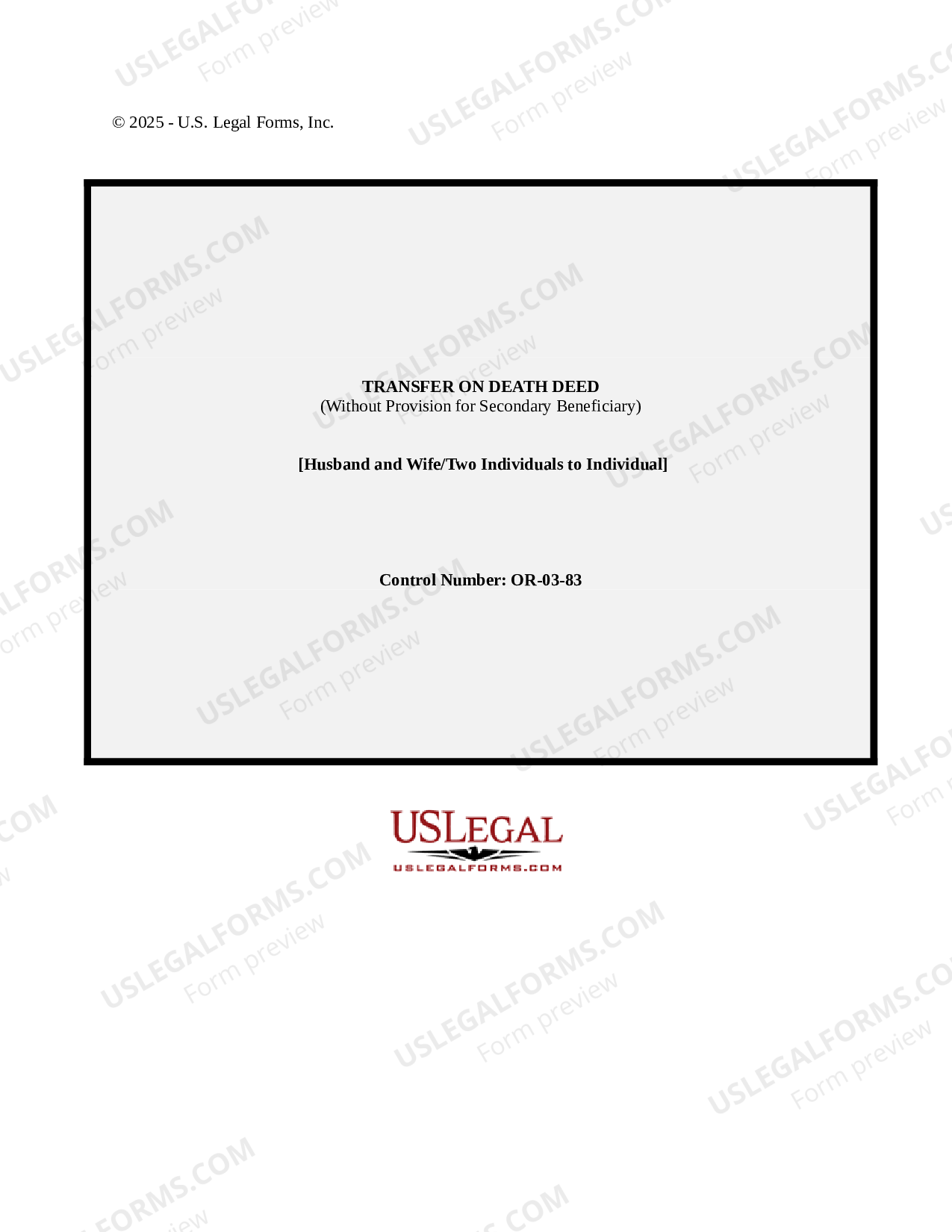 Oregon Transfer on Death Deed from Two (2) Individuals or Husband and ...