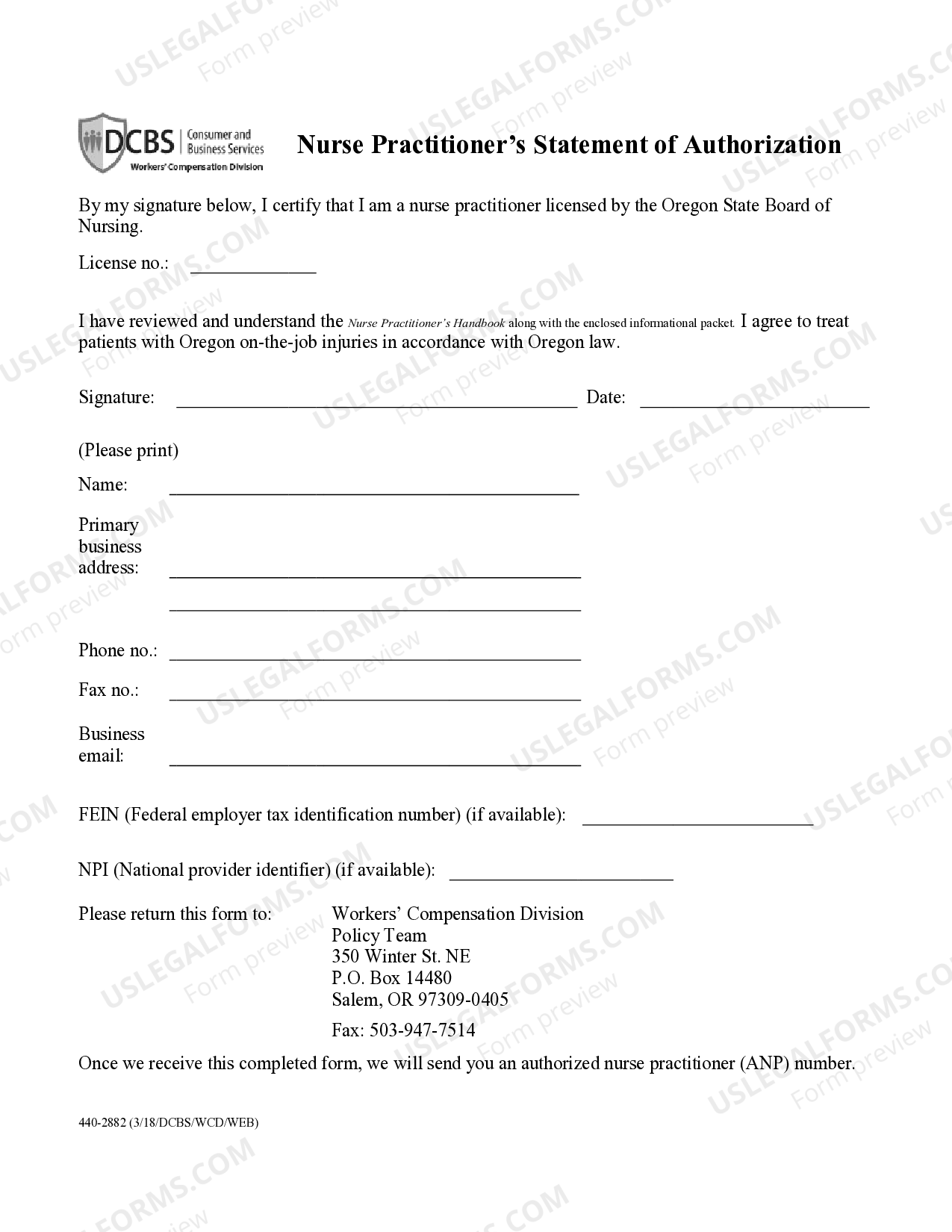 Oregon Nurse Practitioner Statement | US Legal Forms