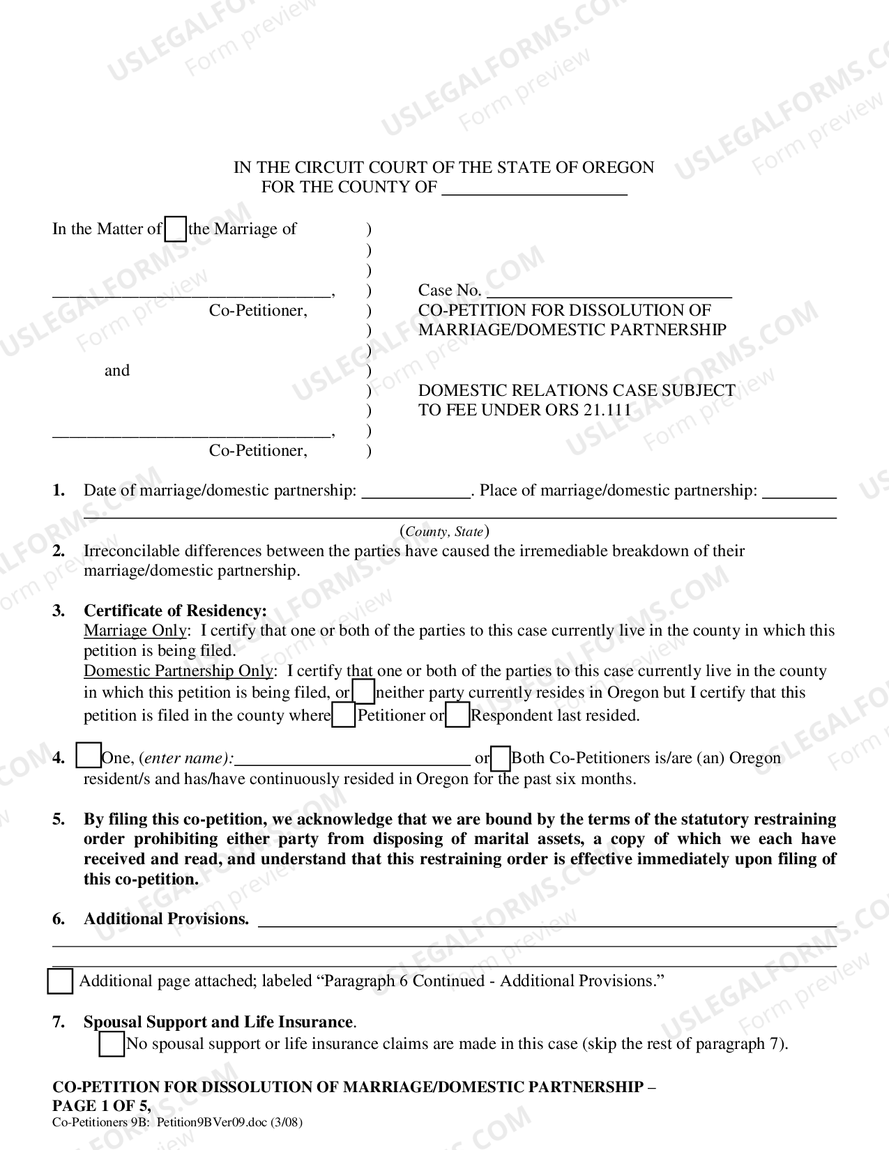 Oregon Co-Petition for Dissolution of Marriage | US Legal Forms