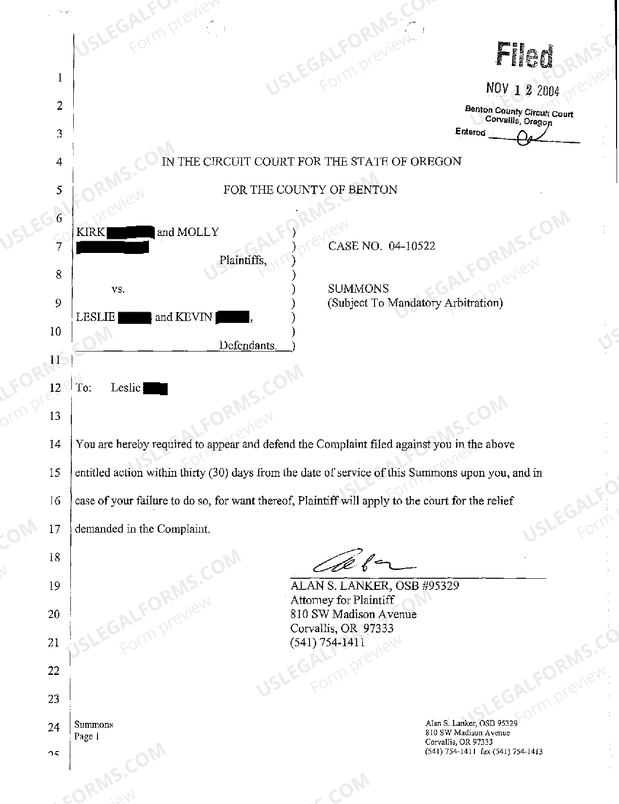 Oregon Summons of Defendant | US Legal Forms