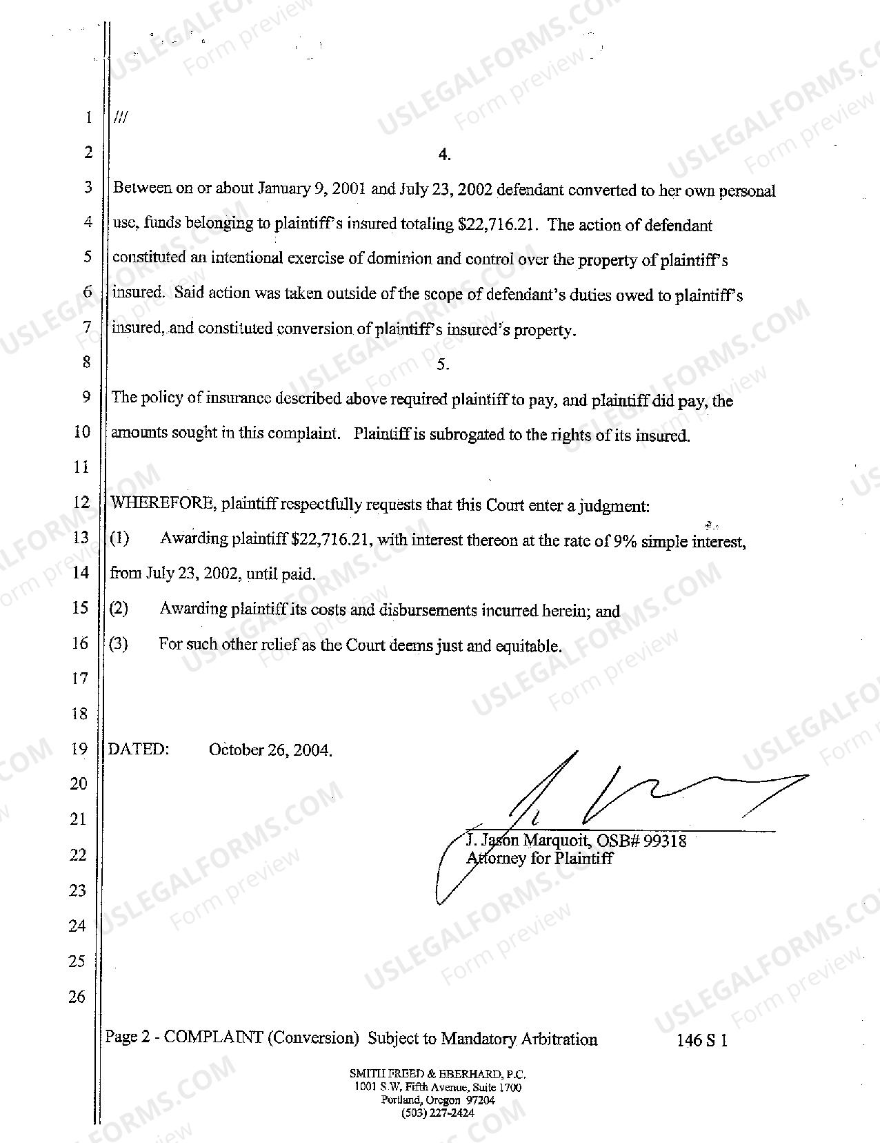 Oregon Complaint for Conversion | US Legal Forms