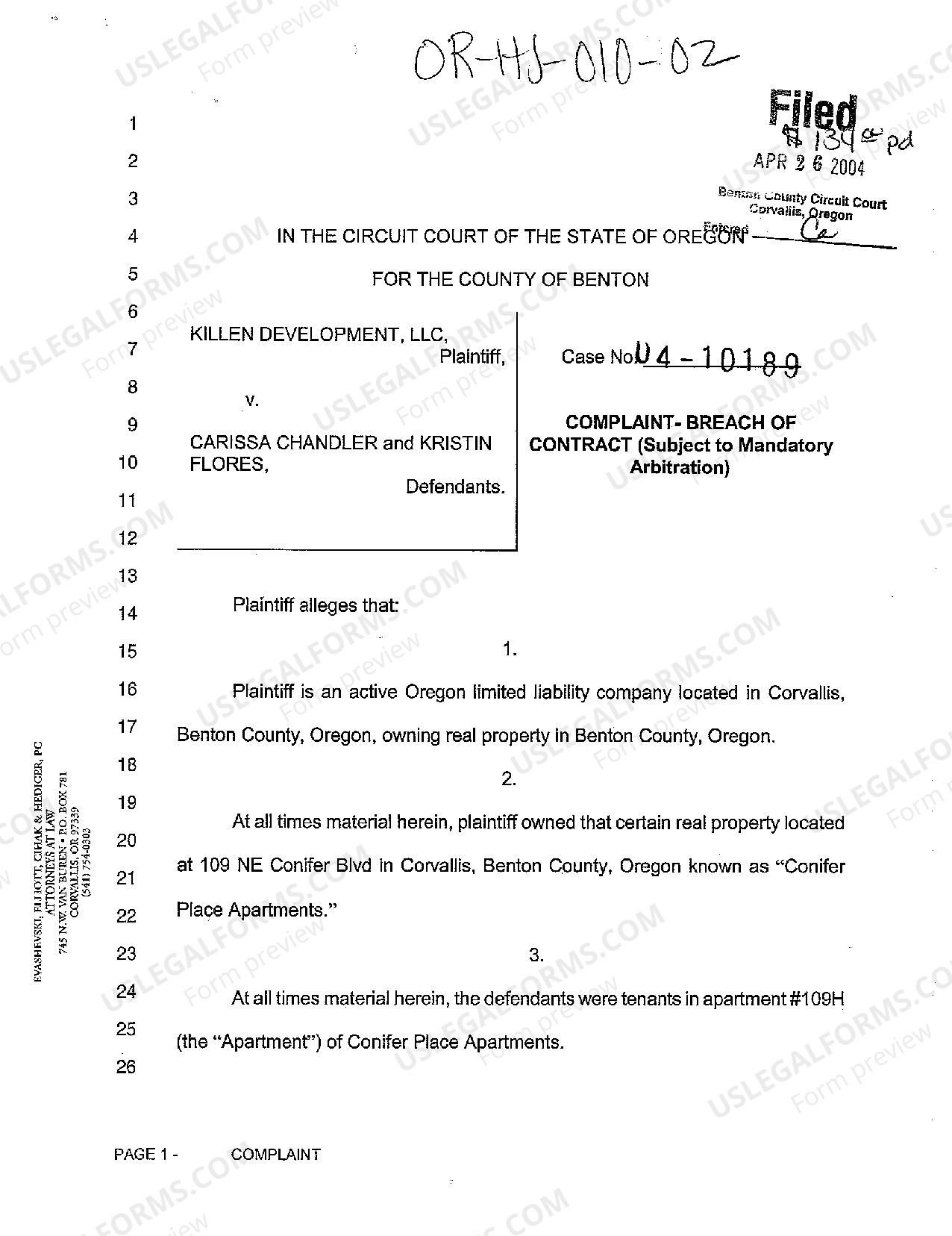 Oregon Complaint | US Legal Forms