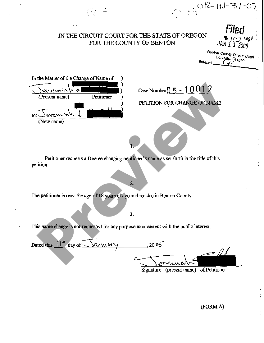 Oregon Petition For Change Of Name Of Adult US Legal Forms oregon-petition-for-change-of-name-of-adult-us-legal-forms