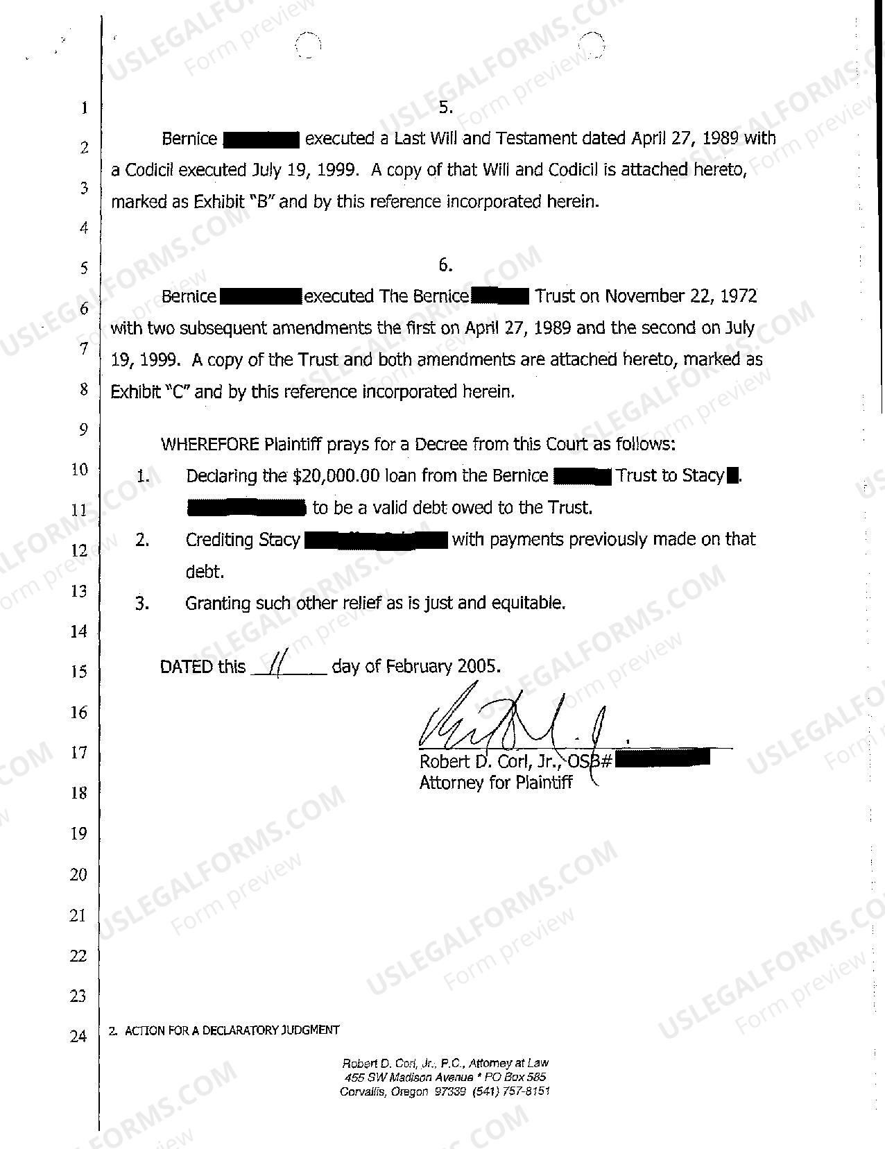 Oregon Action for Declaratory Judgment - Oregon Declaratory Judgment ...