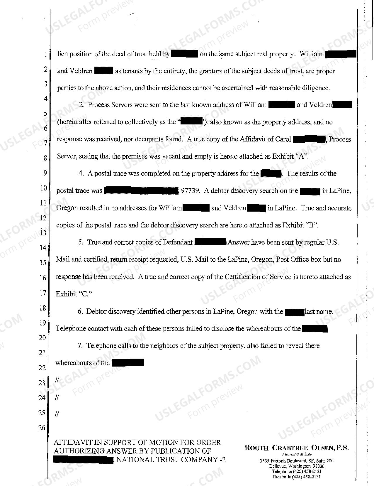 Oregon Affidavit in Support of Motion for Order Authorizing Service of ...