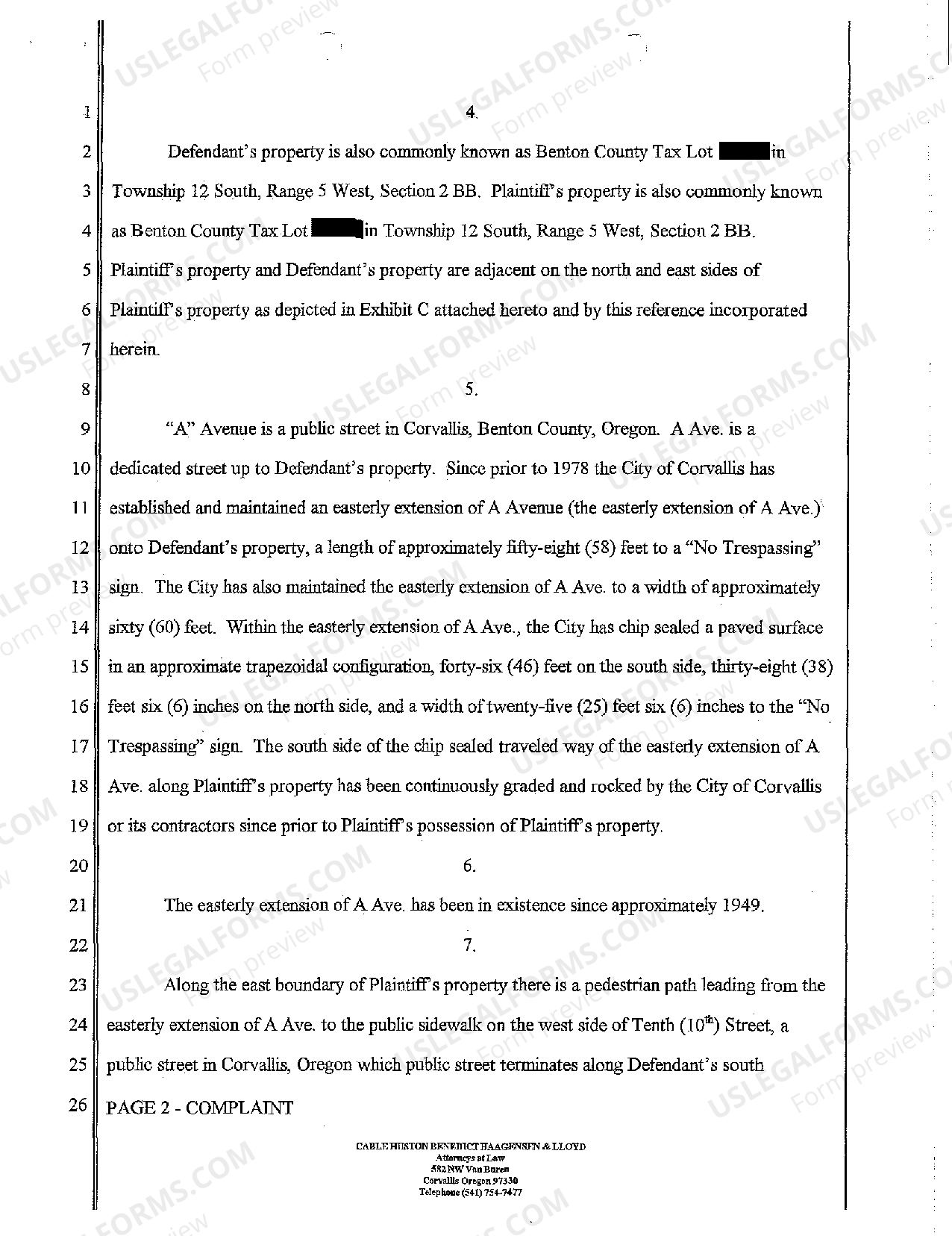 Oregon Complaint for Public Prescriptive Easement and or Private ...