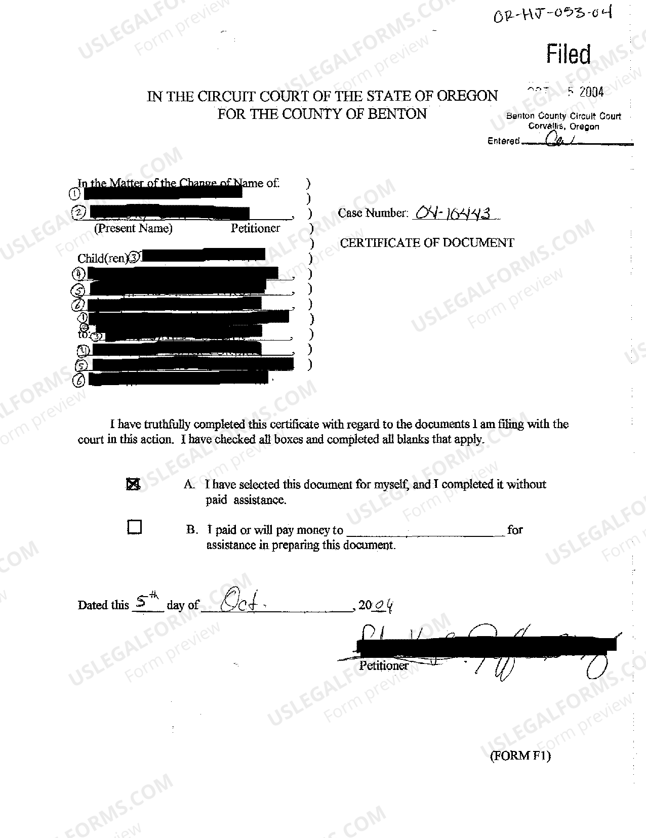 Oregon Certificate of Document | US Legal Forms