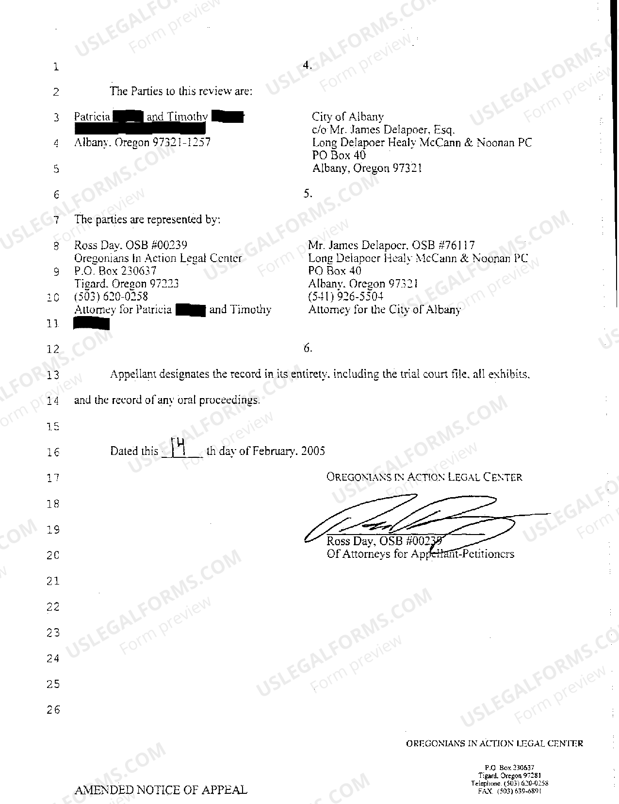 Oregon Amended Notice Of Appeal Form | US Legal Forms