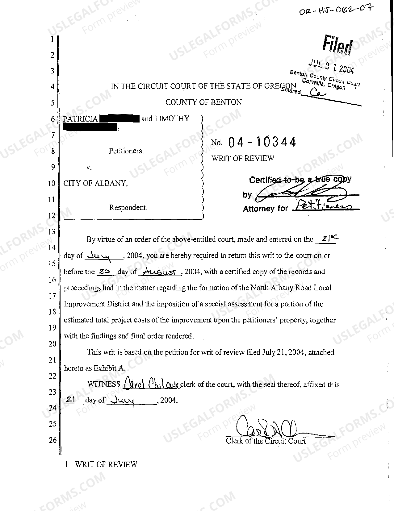 Oregon Writ of Review | US Legal Forms