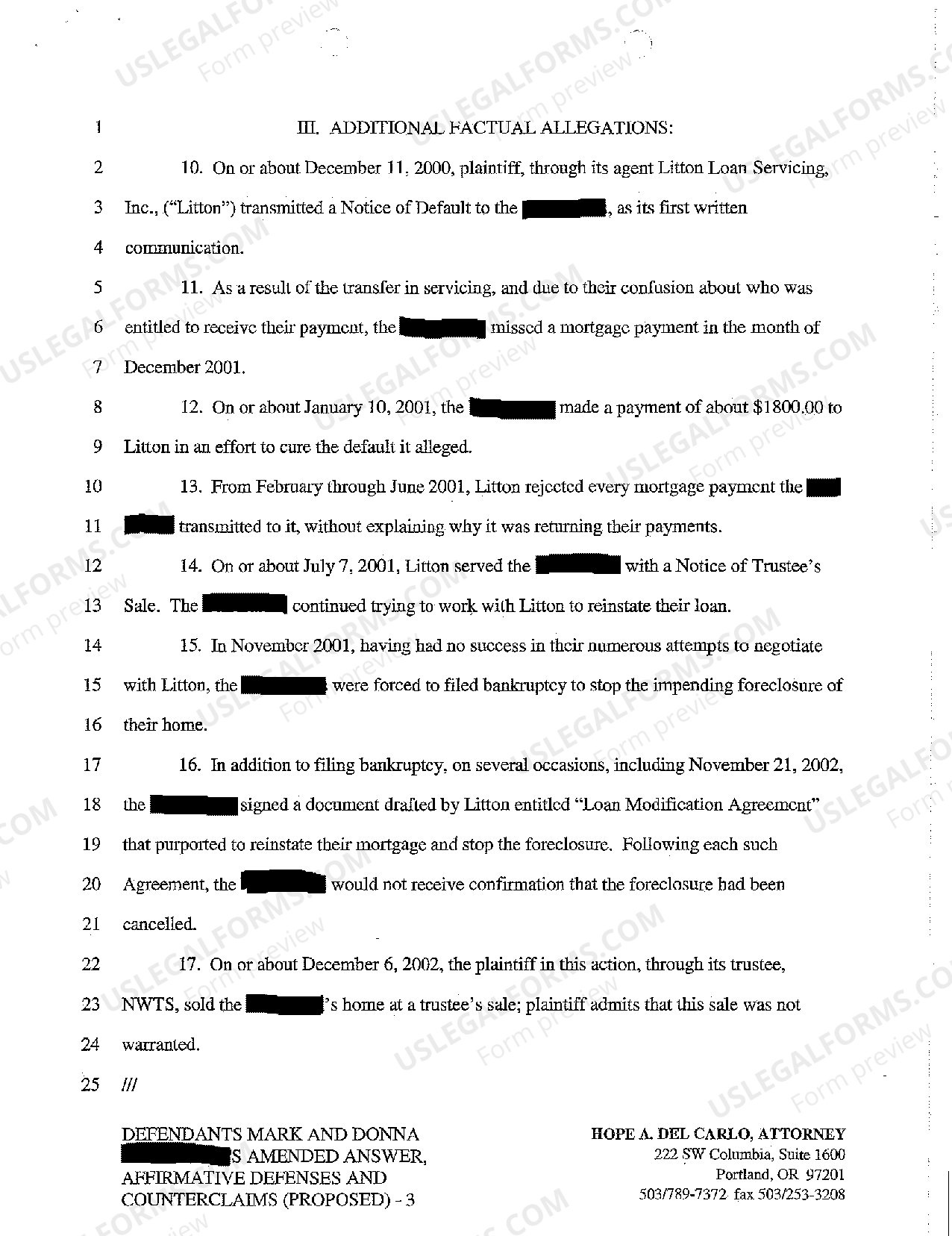 Oregon Defendant's Amended Answer, Affirmative Defenses and ...