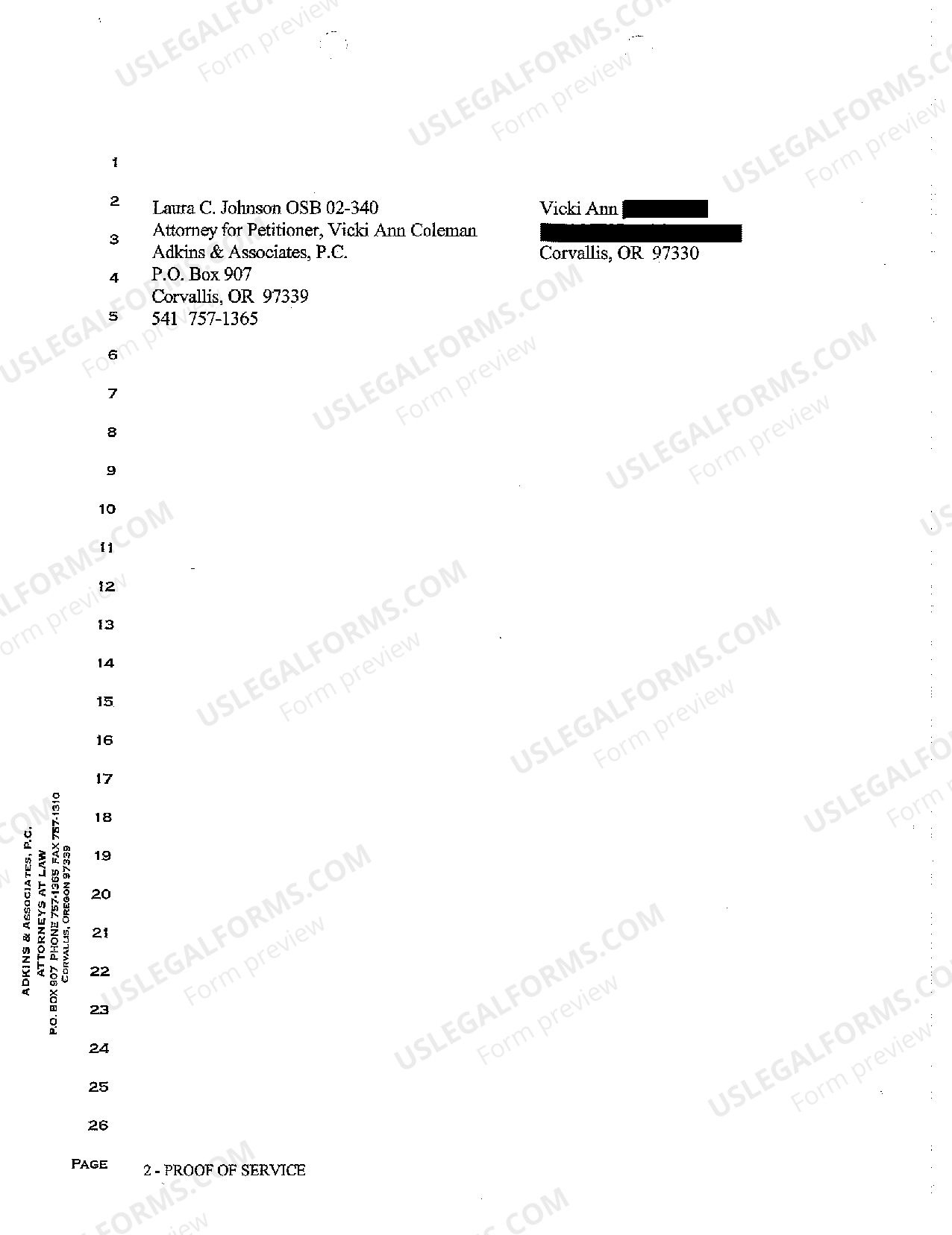 Oregon Proof of Service of Notice of Filing Motion to Continue Hearing ...