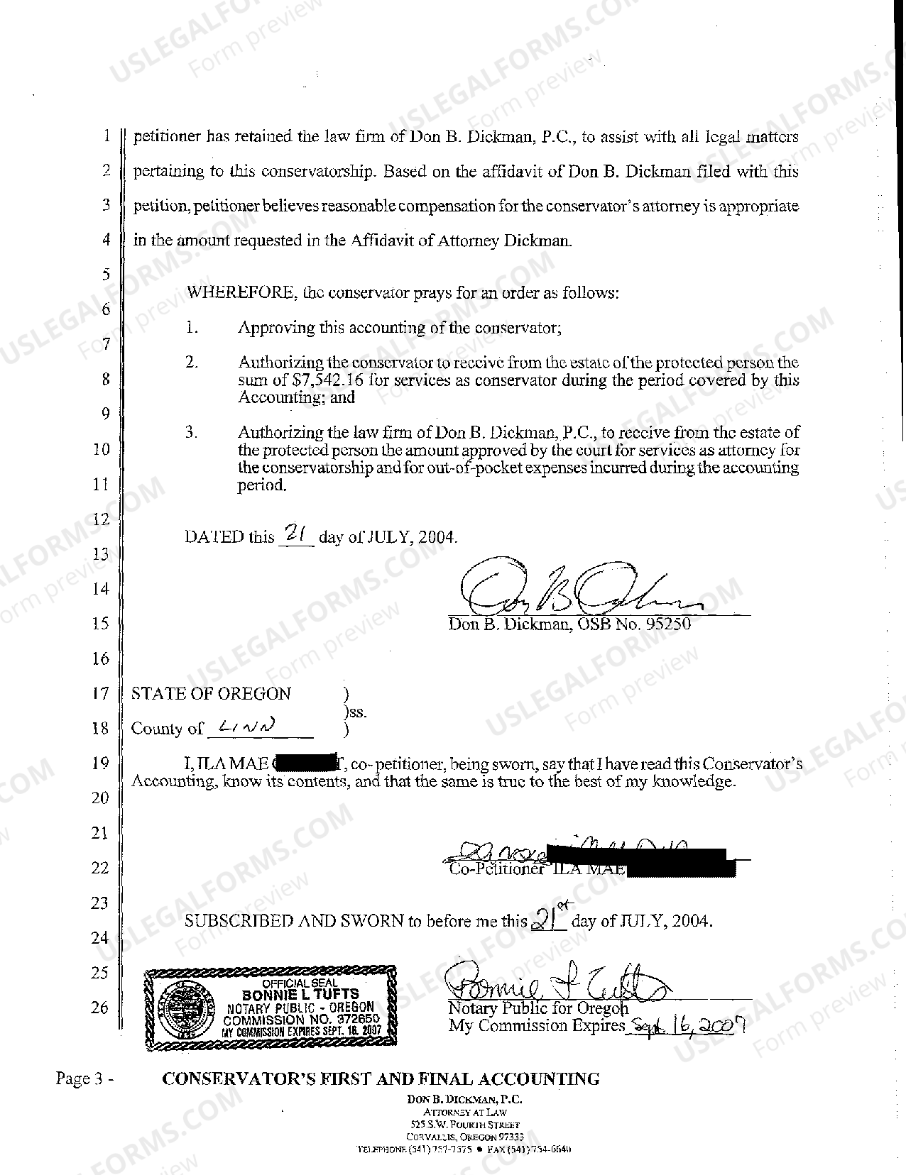 Oregon Conservator's First and Final Accounting | US Legal Forms