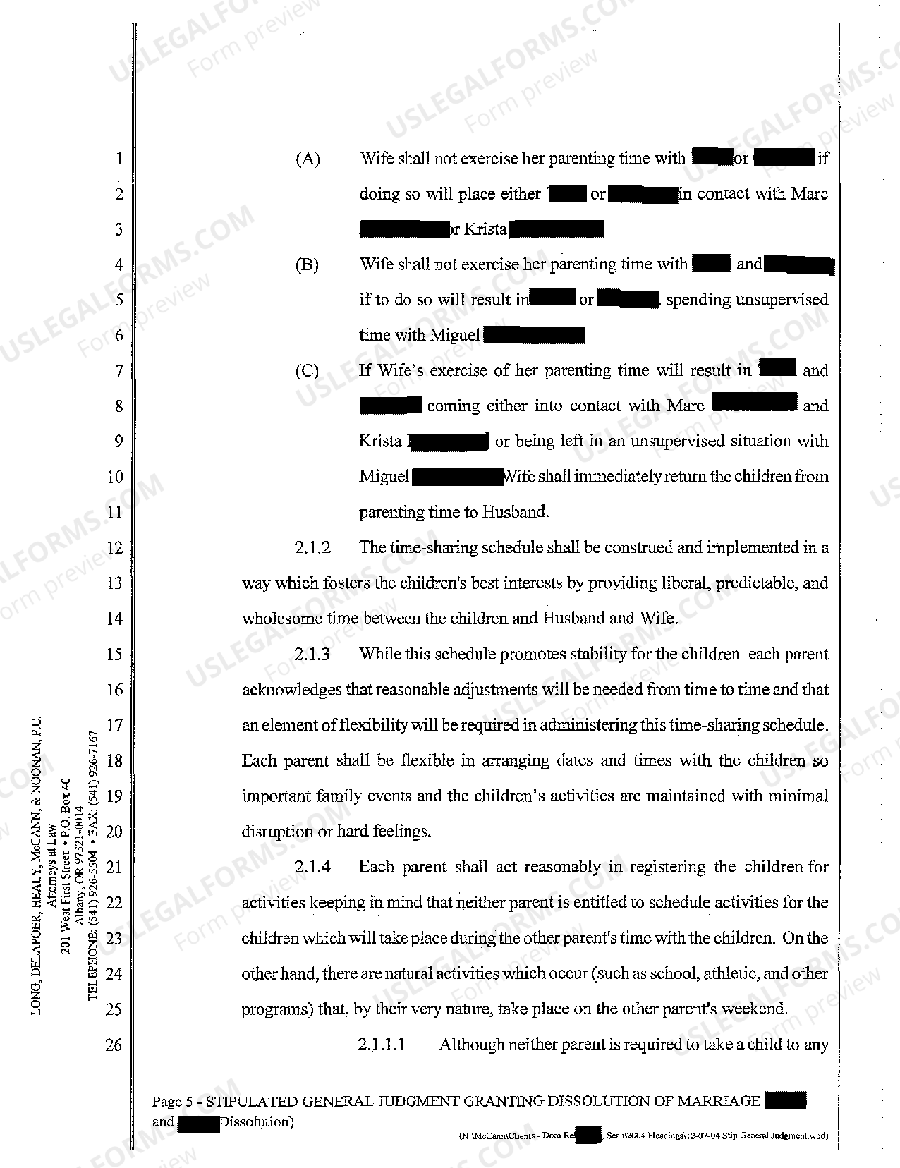 Oregon Stipulated General Judgment Granting Dissolution of Marriage and ...