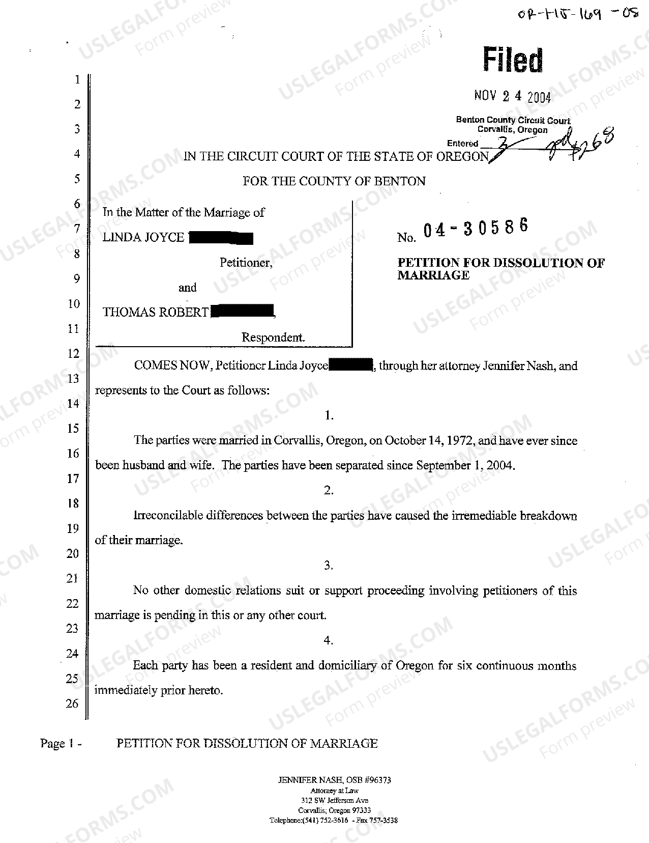 Oregon Petition for Dissolution of Marriage - Dissolution Of Marriage ...
