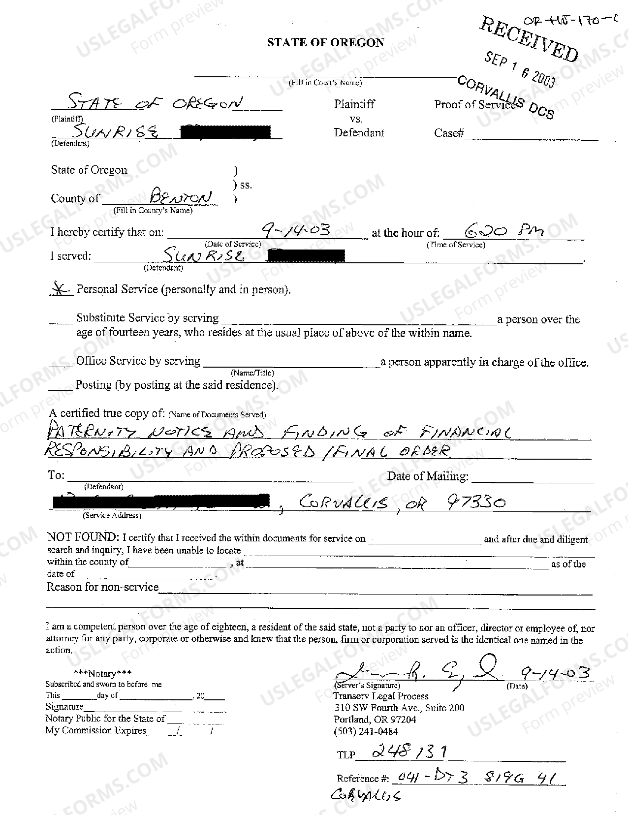 Oregon Proof of Service | US Legal Forms