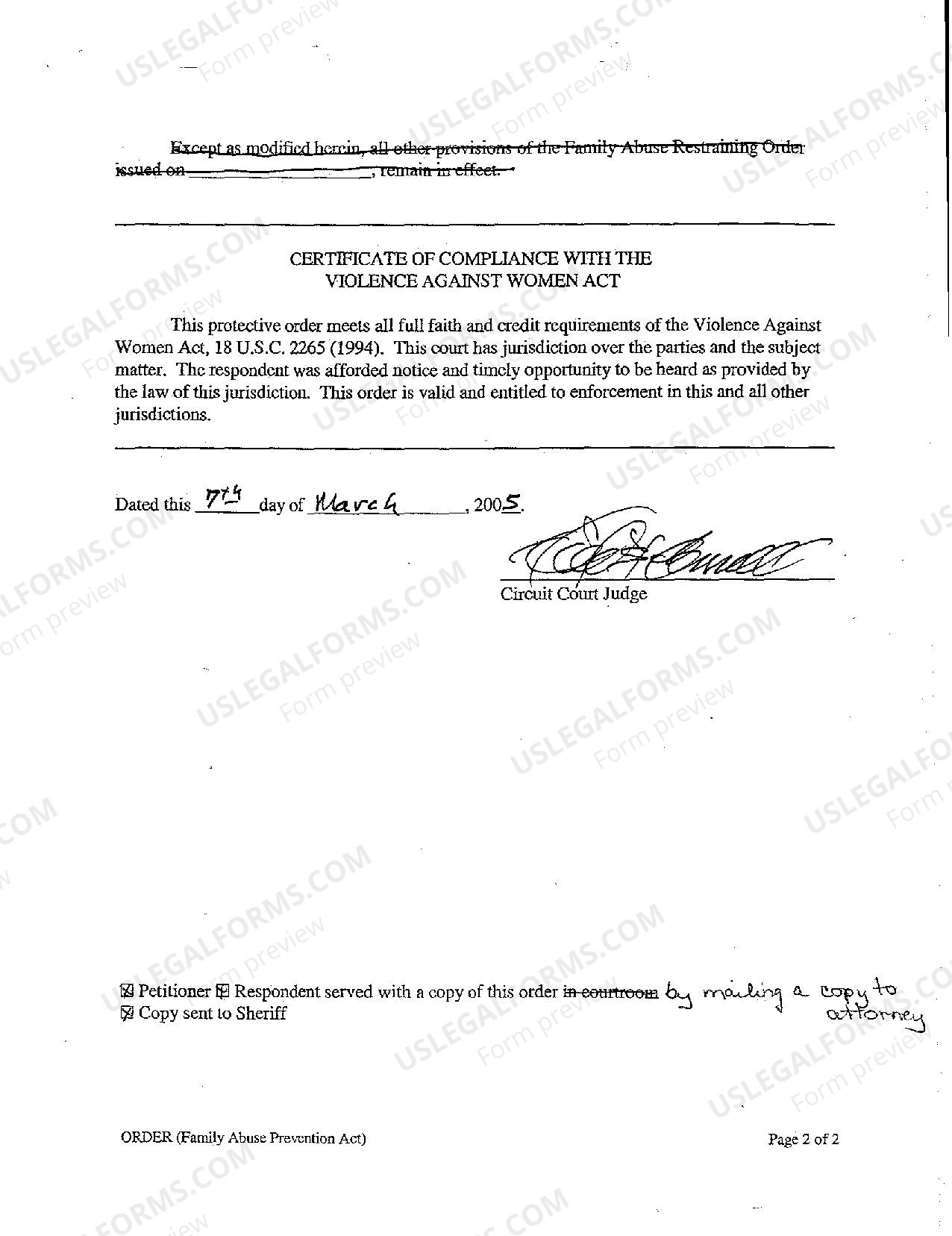 Oregon Order from Hearing to Contest Restraining Order | US Legal Forms