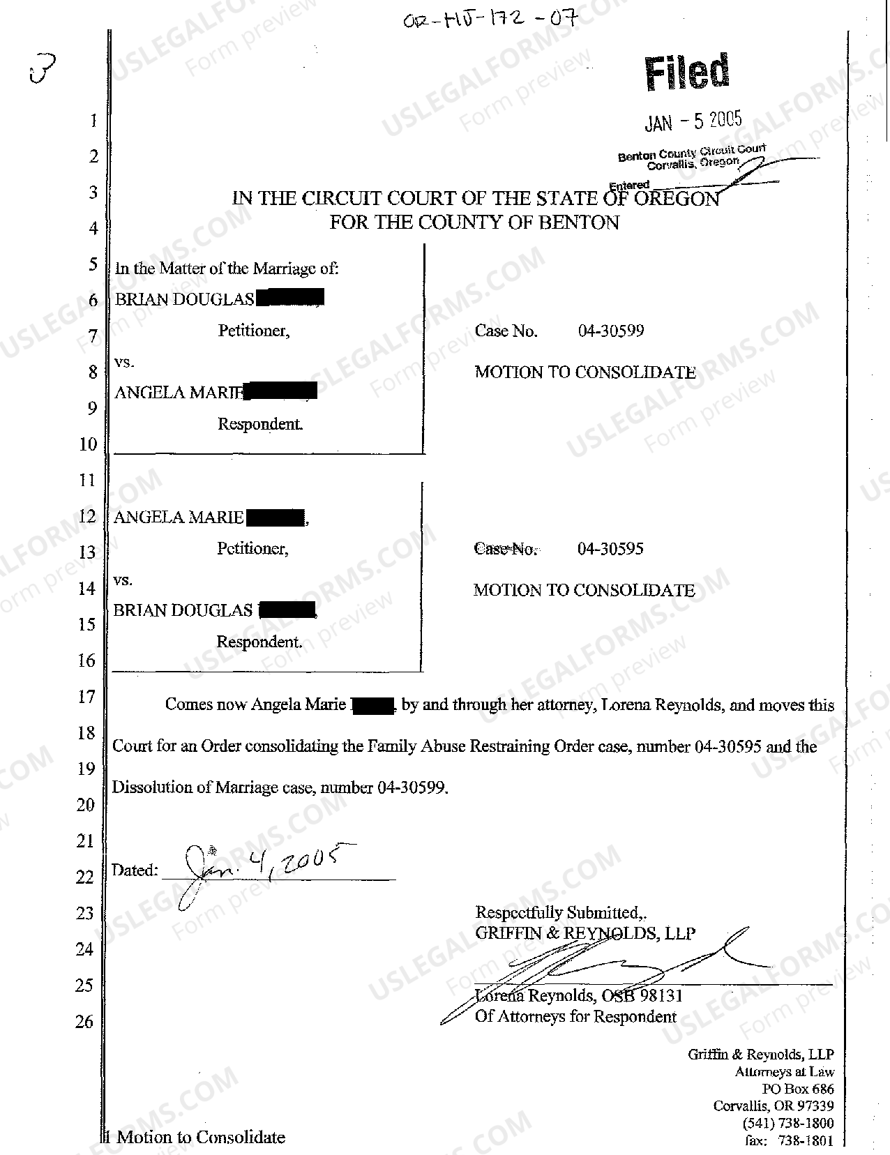 Oregon Motion to Consolidate | US Legal Forms