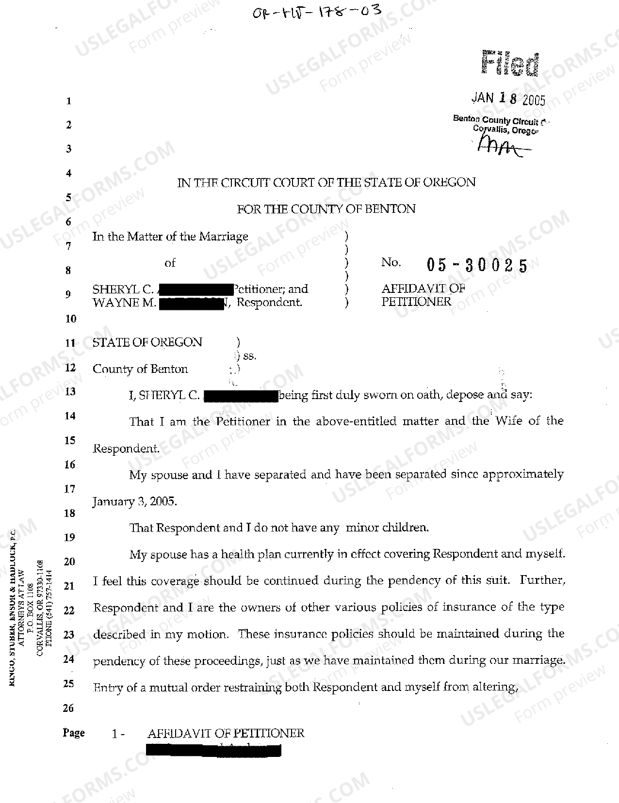 Oregon Affidavit of Petitioner | US Legal Forms