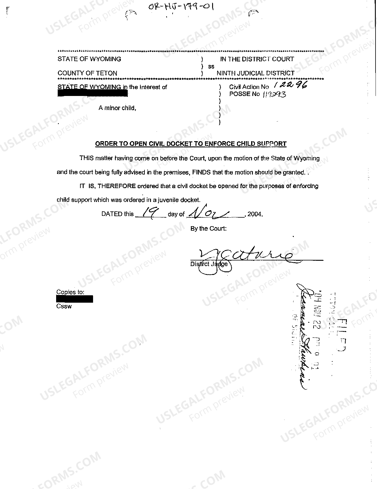 Oregon Order to Open Civil Docket to Enforce Child Support | US Legal Forms