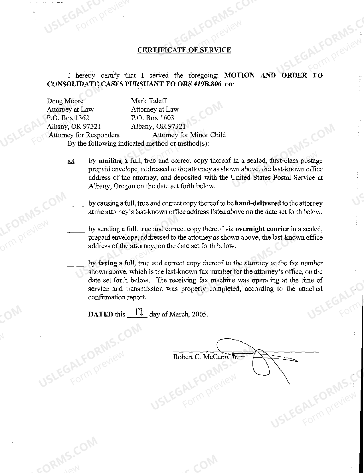 Oregon Motion and Order to Consolidate Cases Pursuant to ORS 419B.806 ...