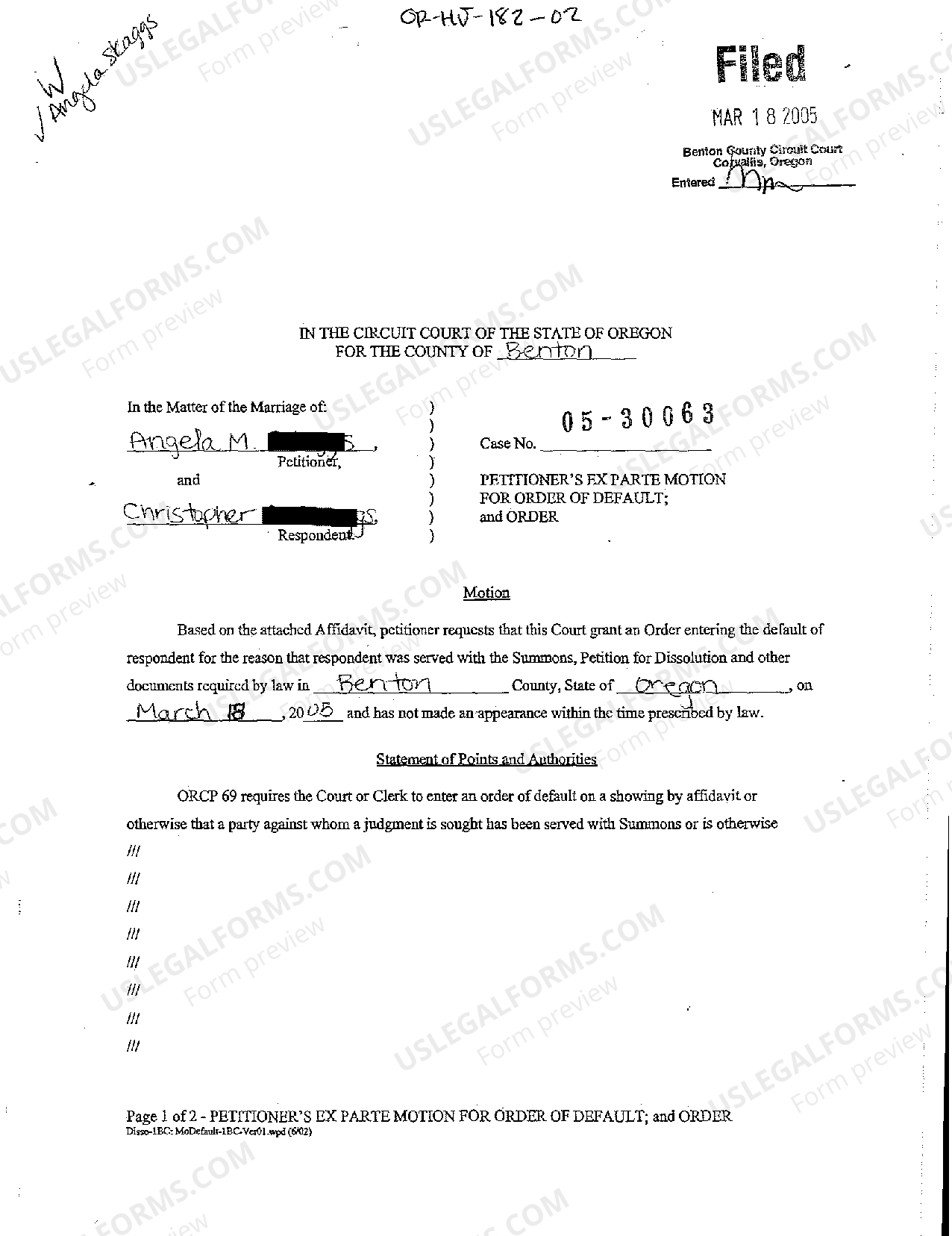 Oregon Petition's Ex Parte Motion for Order of Default and Order | US ...