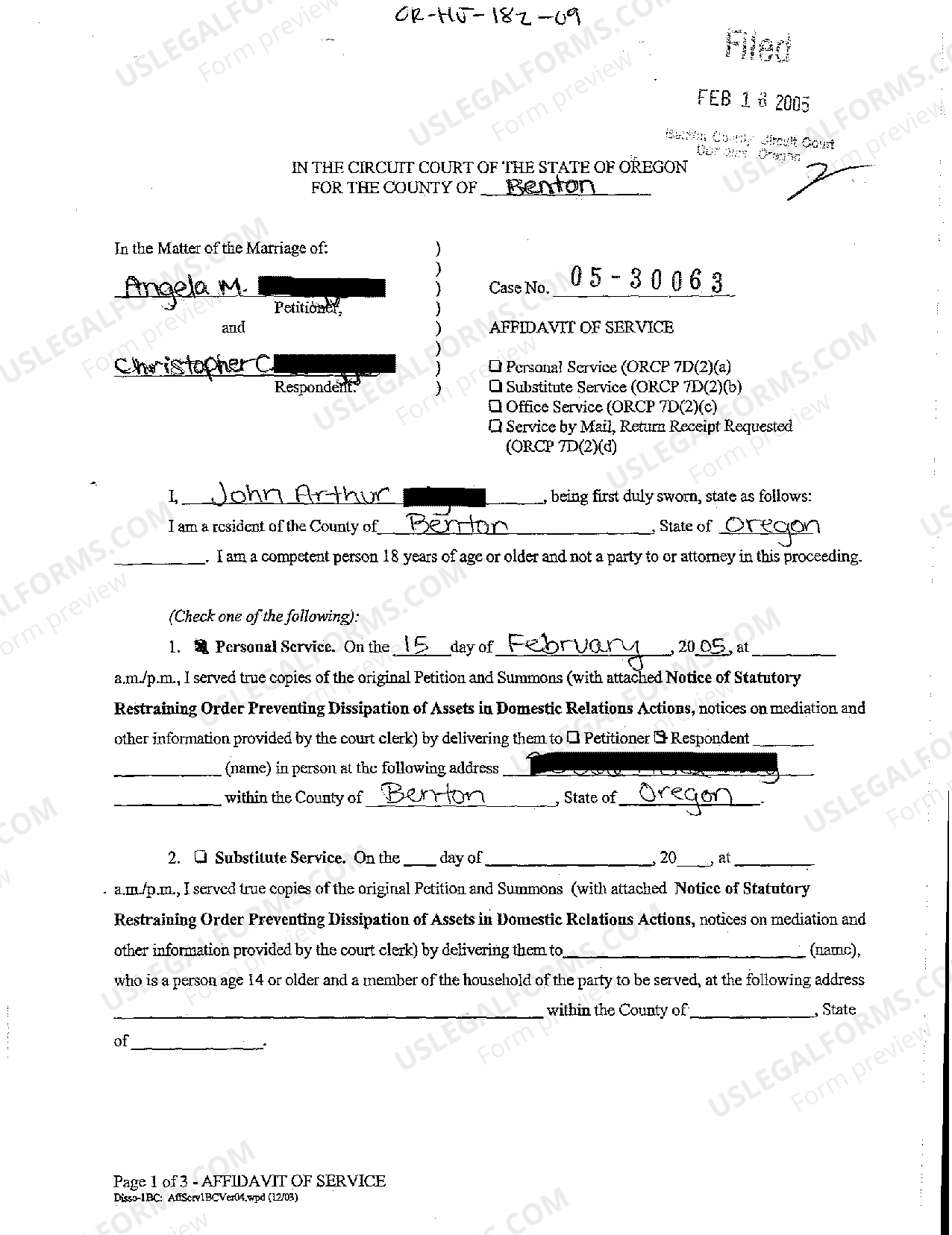 Oregon Affidavit of Service | US Legal Forms