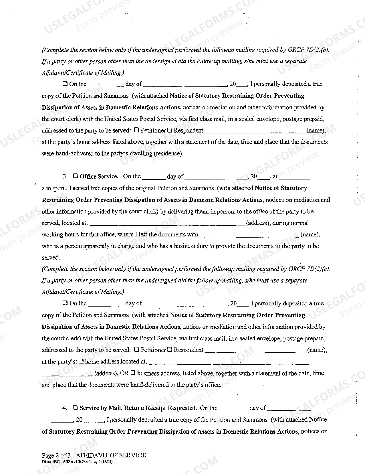 Oregon Affidavit of Service | US Legal Forms