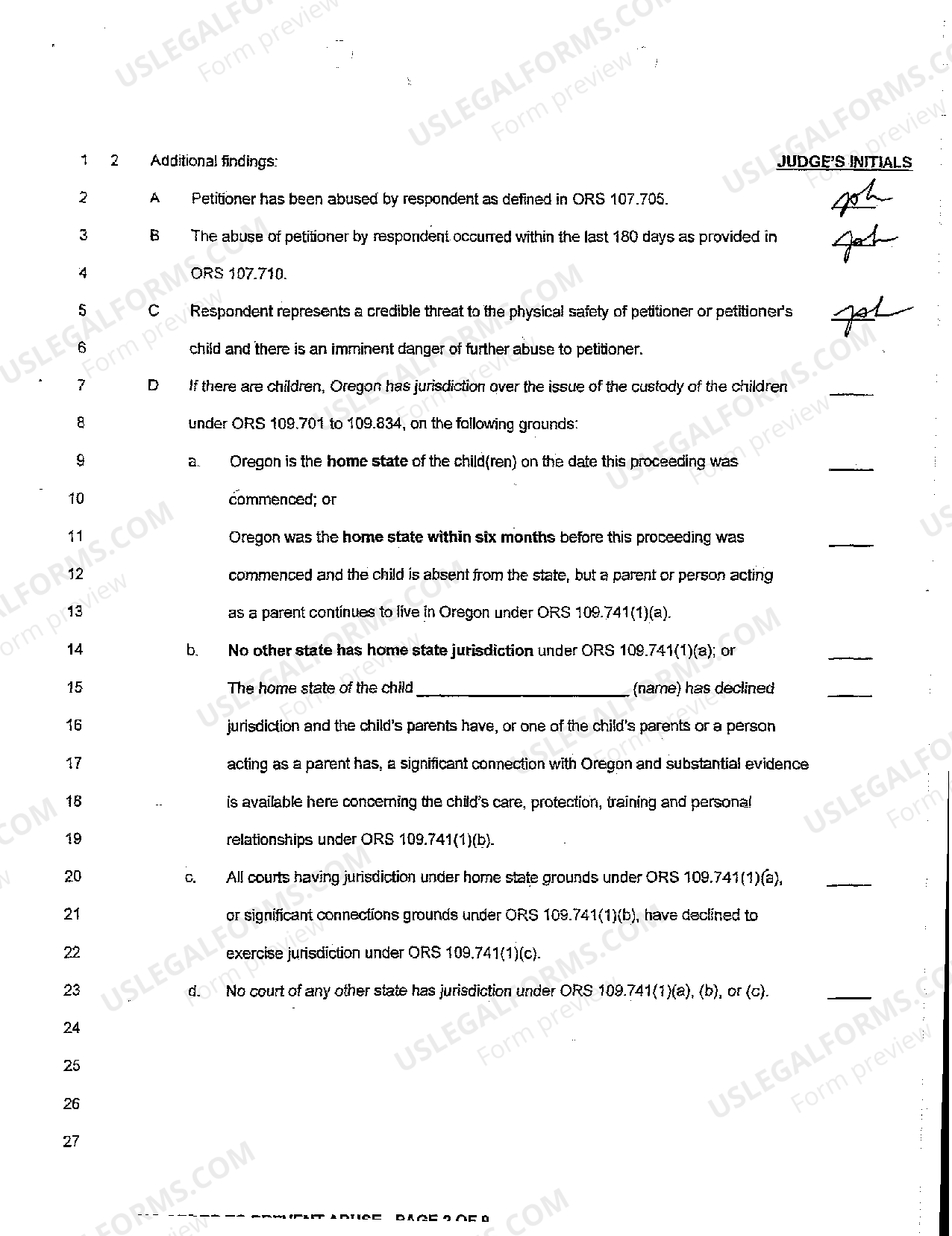 Oregon Restraining Order to Prevent Abuse | US Legal Forms
