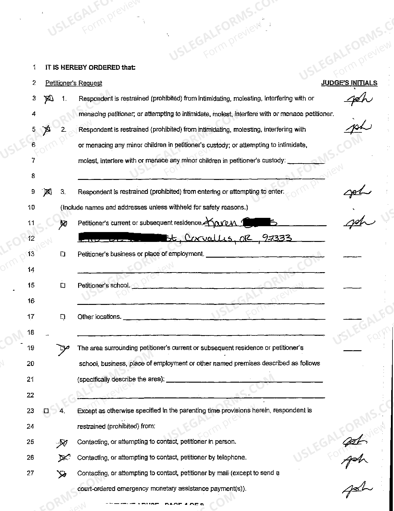 Oregon Restraining Order to Prevent Abuse | US Legal Forms