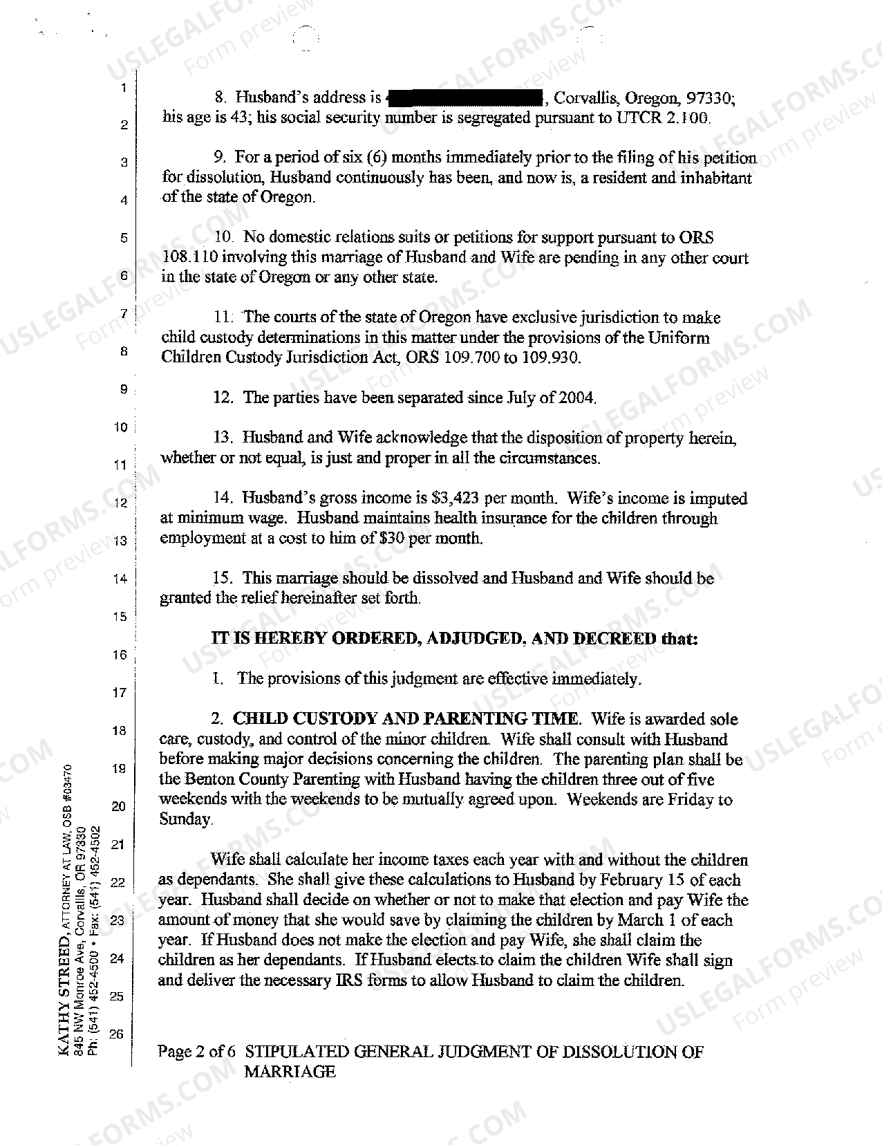Oregon Stipulated General Judgment of Dissolution of Marriage | US ...